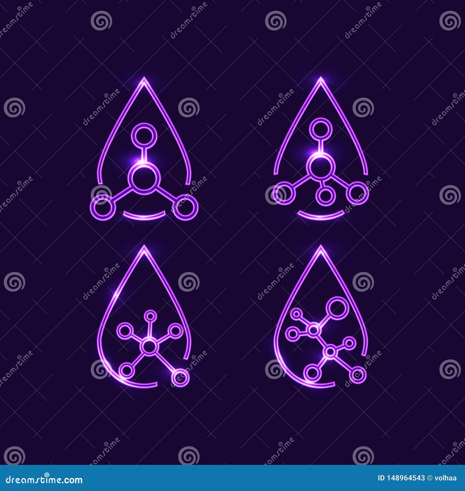 Set of Molecular Structures Inside Drops Stock Vector - Illustration of ...