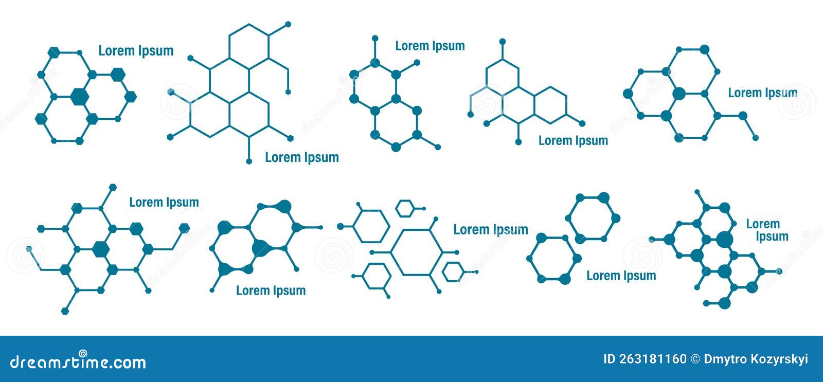Set of Molecule Badge. Connected Hexagonal Molecule Badge. Molecular ...