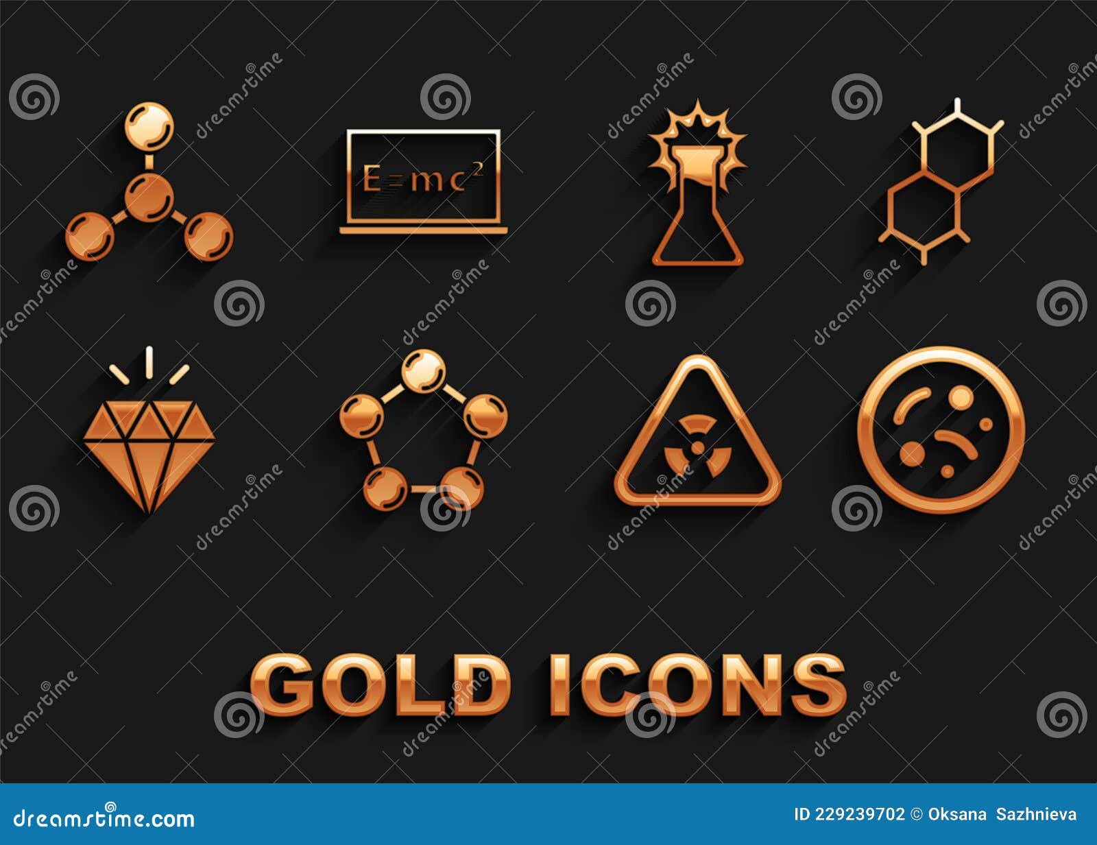 Set Molecule, Chemical Formula, Bacteria, Triangle with Radiation ...