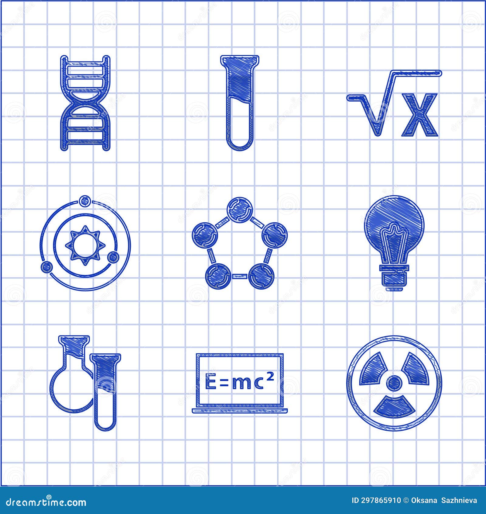 Set Molecule, Equation Solution, Radioactive, Light Bulb with Concept ...