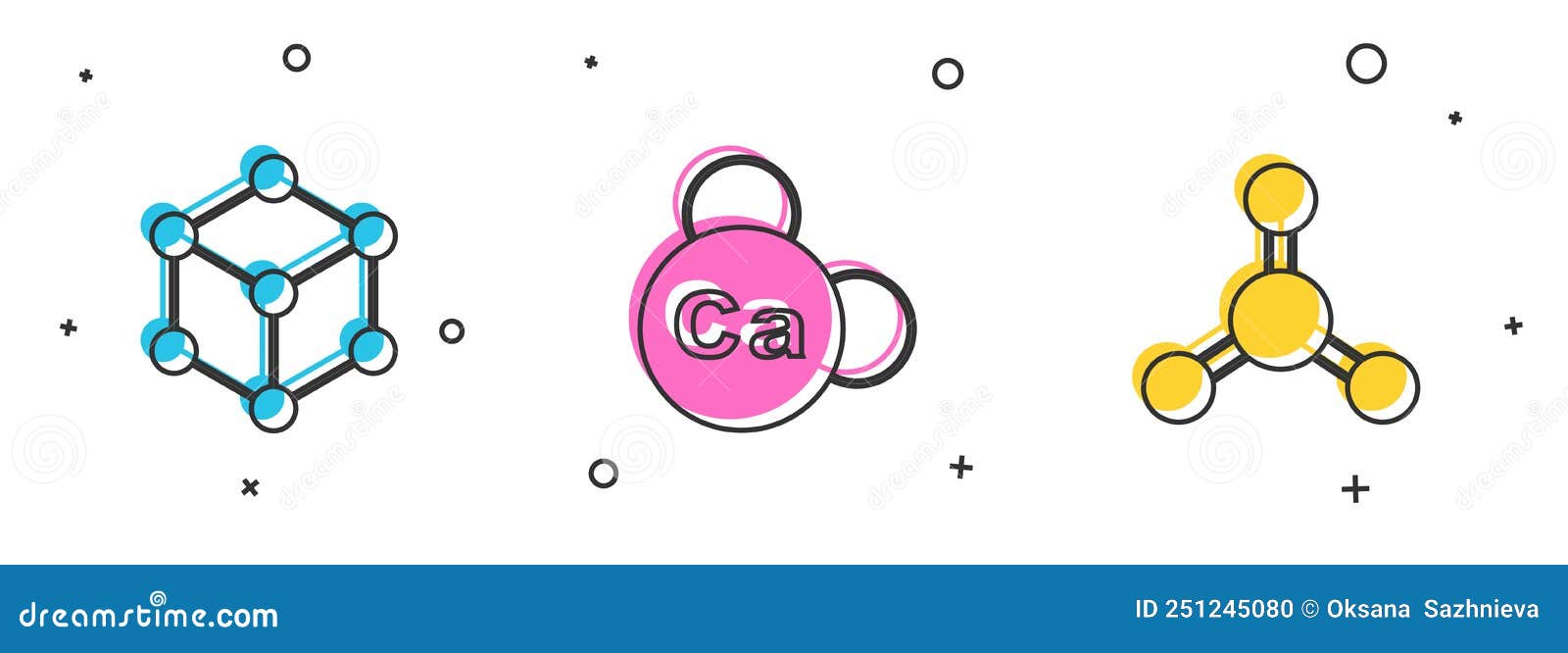 Set Molecule, Mineral Ca Calcium and Icon. Vector Stock Vector ...