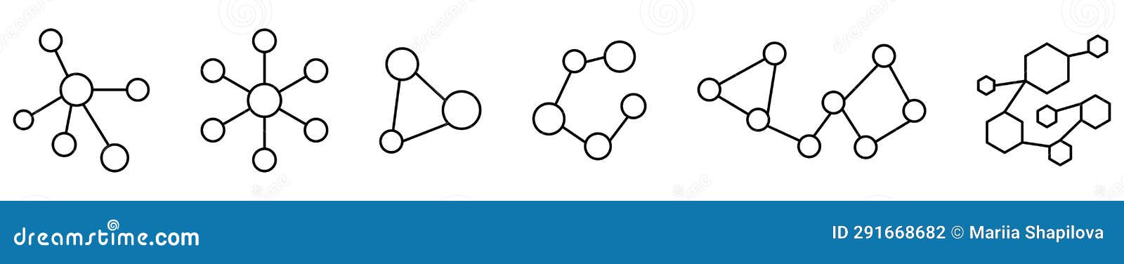 Set of Molecule Outline Icons Stock Vector - Illustration of chemistry ...