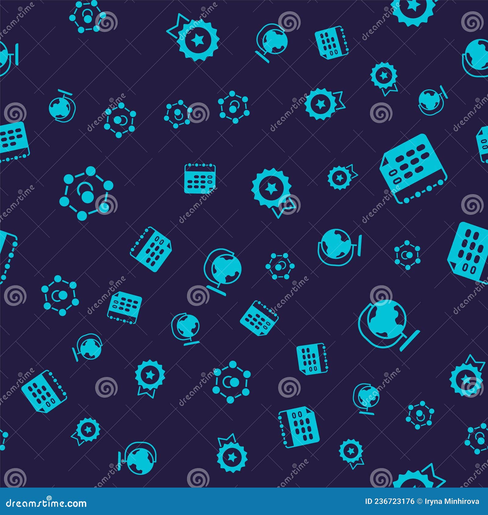 Set Molecule, School Timetable, Medal with Star and Earth Globe on ...