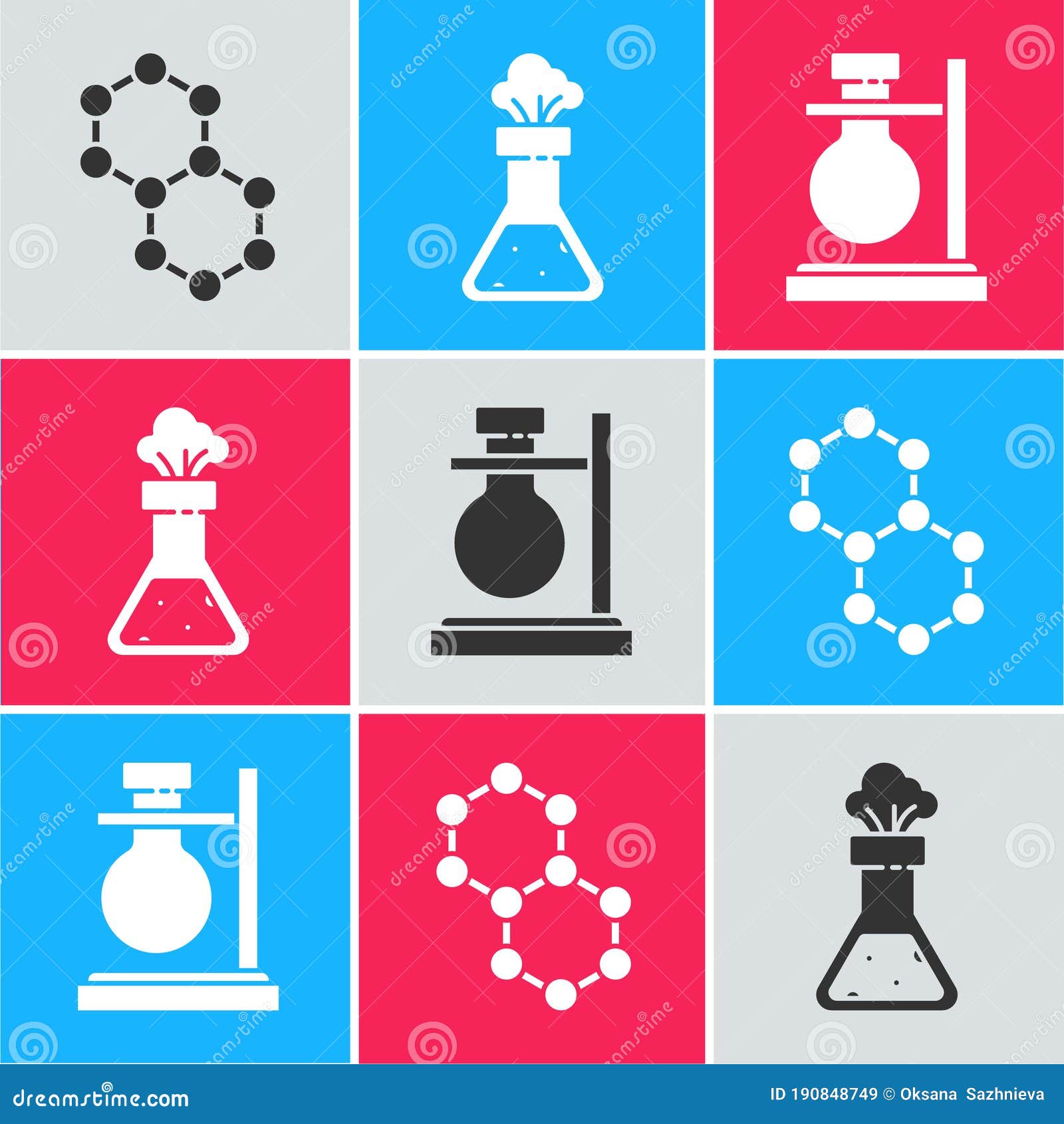 Set Molecule, Test Tube And Flask, Radioactive And XYZ Coordinate ... Set Molecule, Test Tube And Flask, Radioactive And XYZ Coordinate ...