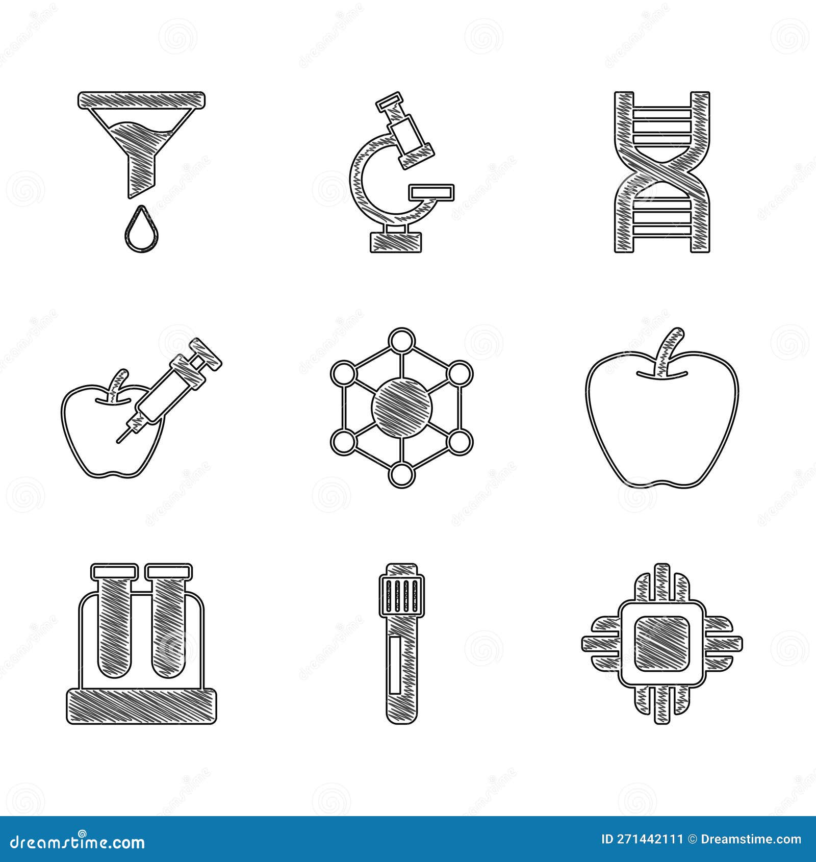 Set Molecule, Test Tube, Processor CPU, Apple, Genetically Modified ...