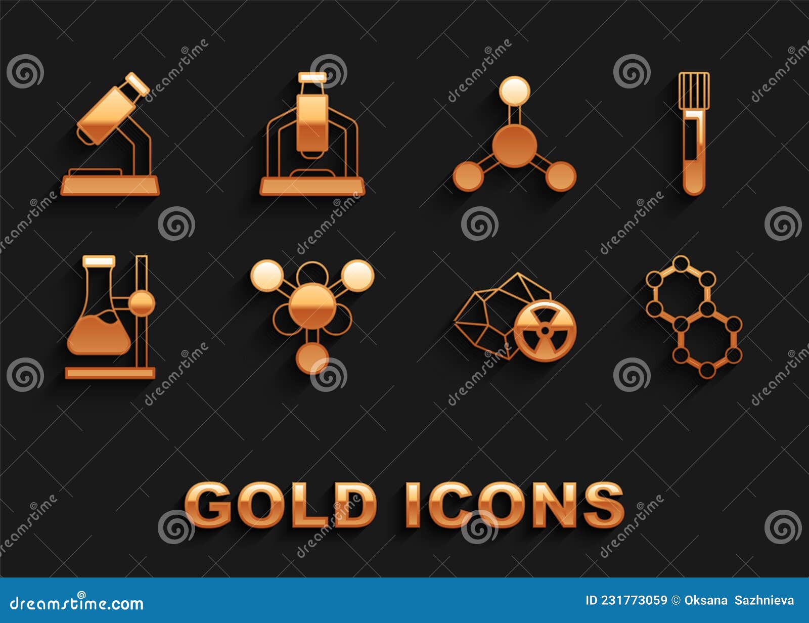 Set Molecule, Test Tube, Radioactive, Flask on Stand, Microscope and ... Set Molecule, Test Tube, Radioactive, Flask on Stand, Microscope and ...