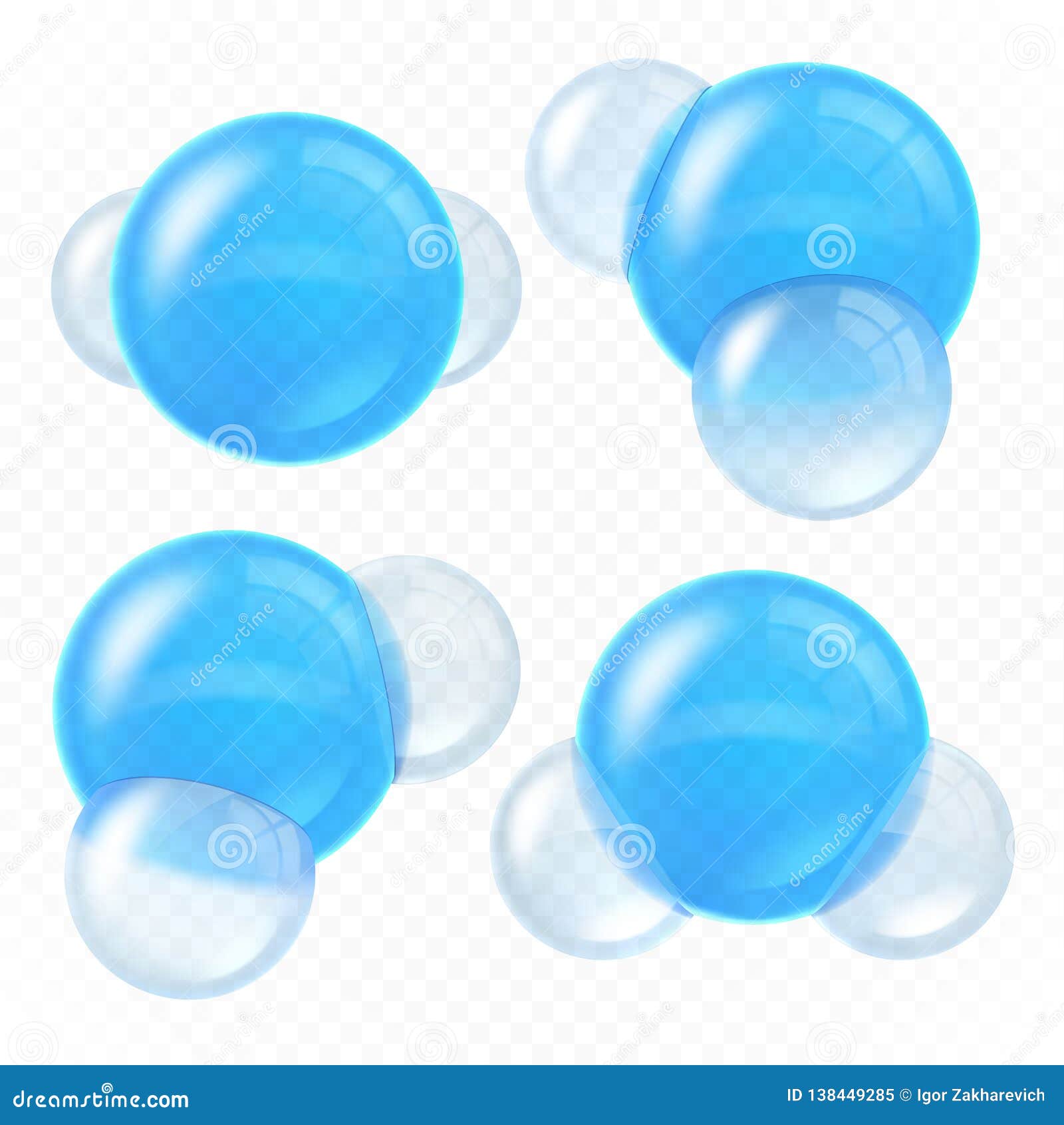 Set of Molecules Water Isolated on Transparent Background. Stock ...