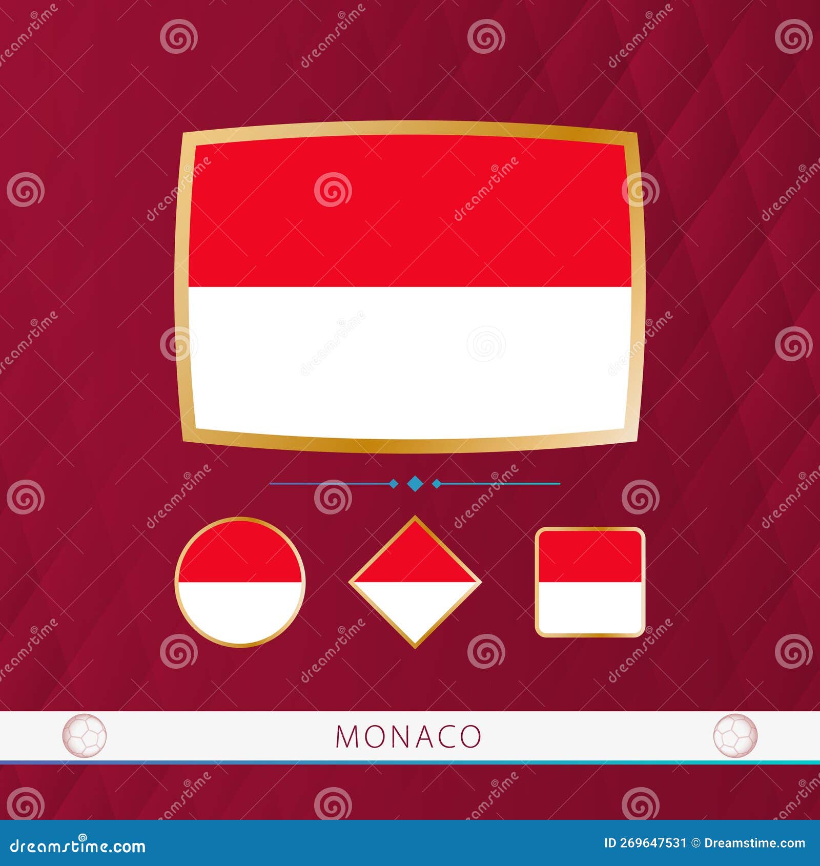 Set of Monaco Flags with Gold Frame for Use at Sporting Events on a ...