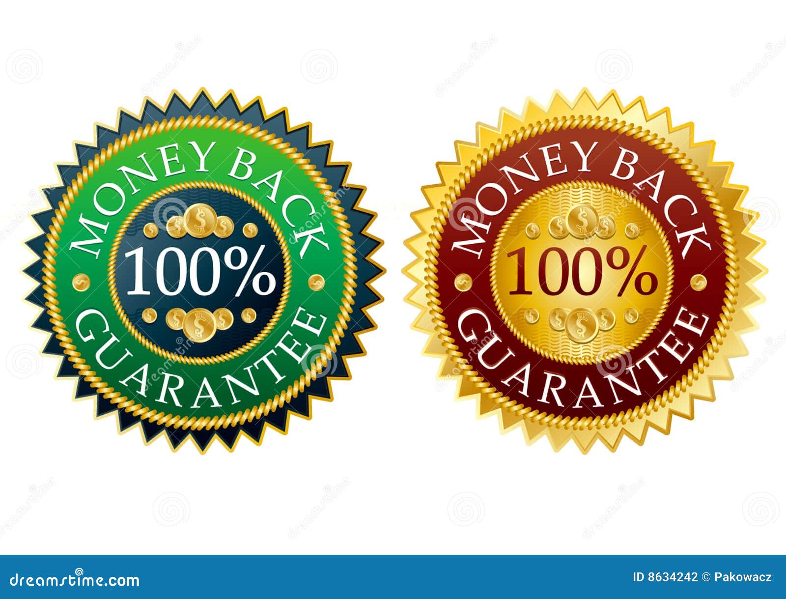 Set of money back stickers stock vector. Illustration of percent - 8634242