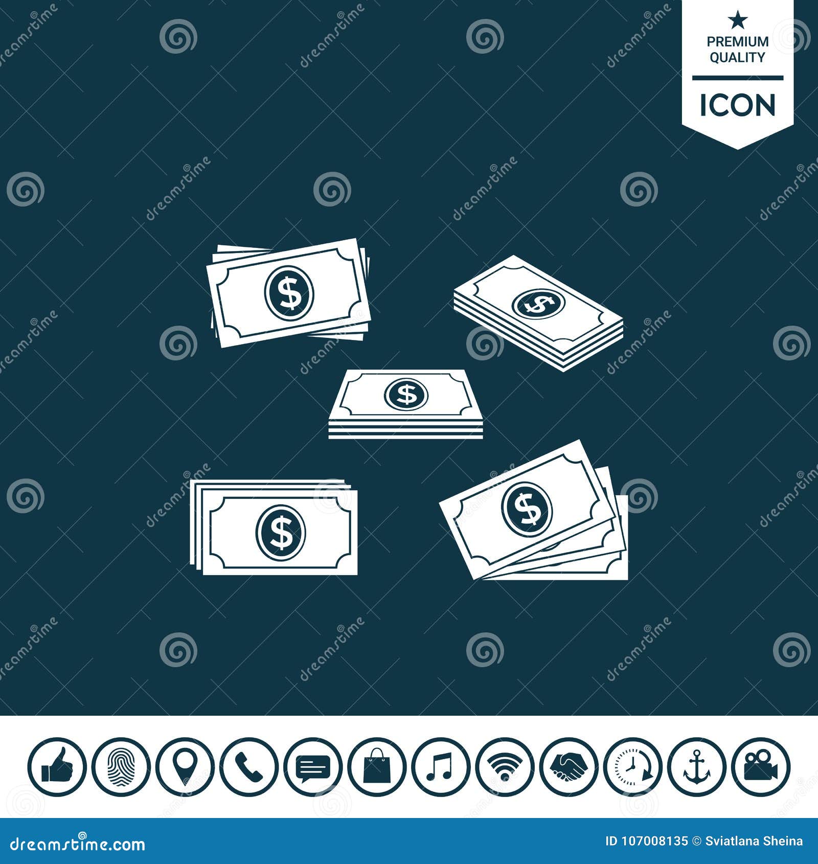 Set of Money Banknotes Stack Icon Stock Vector - Illustration of bank ...