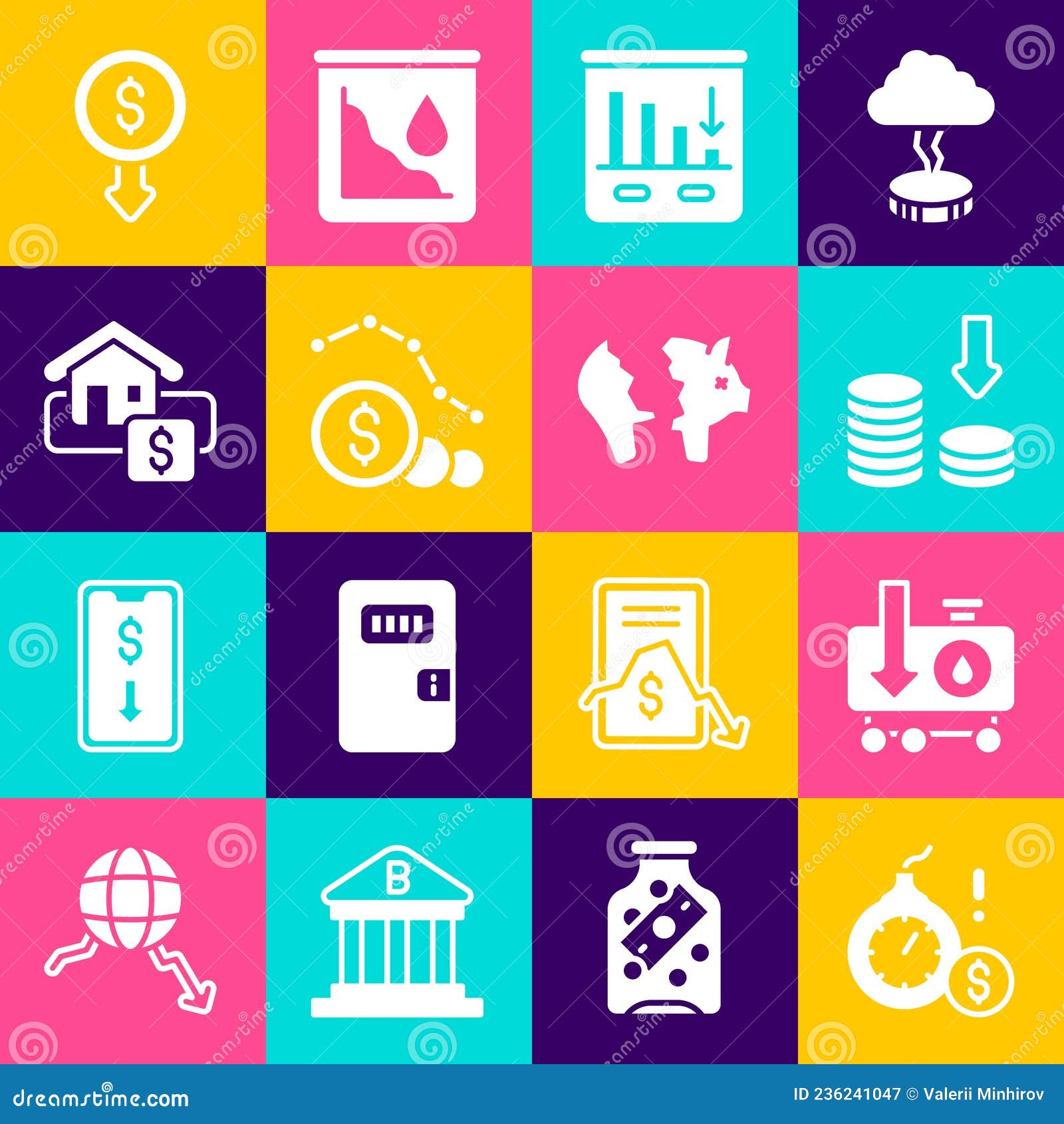 Set Money Bomb Dollar Crisis, Drop in Crude Oil Price, Dollar Rate Decrease, Pie Chart ...