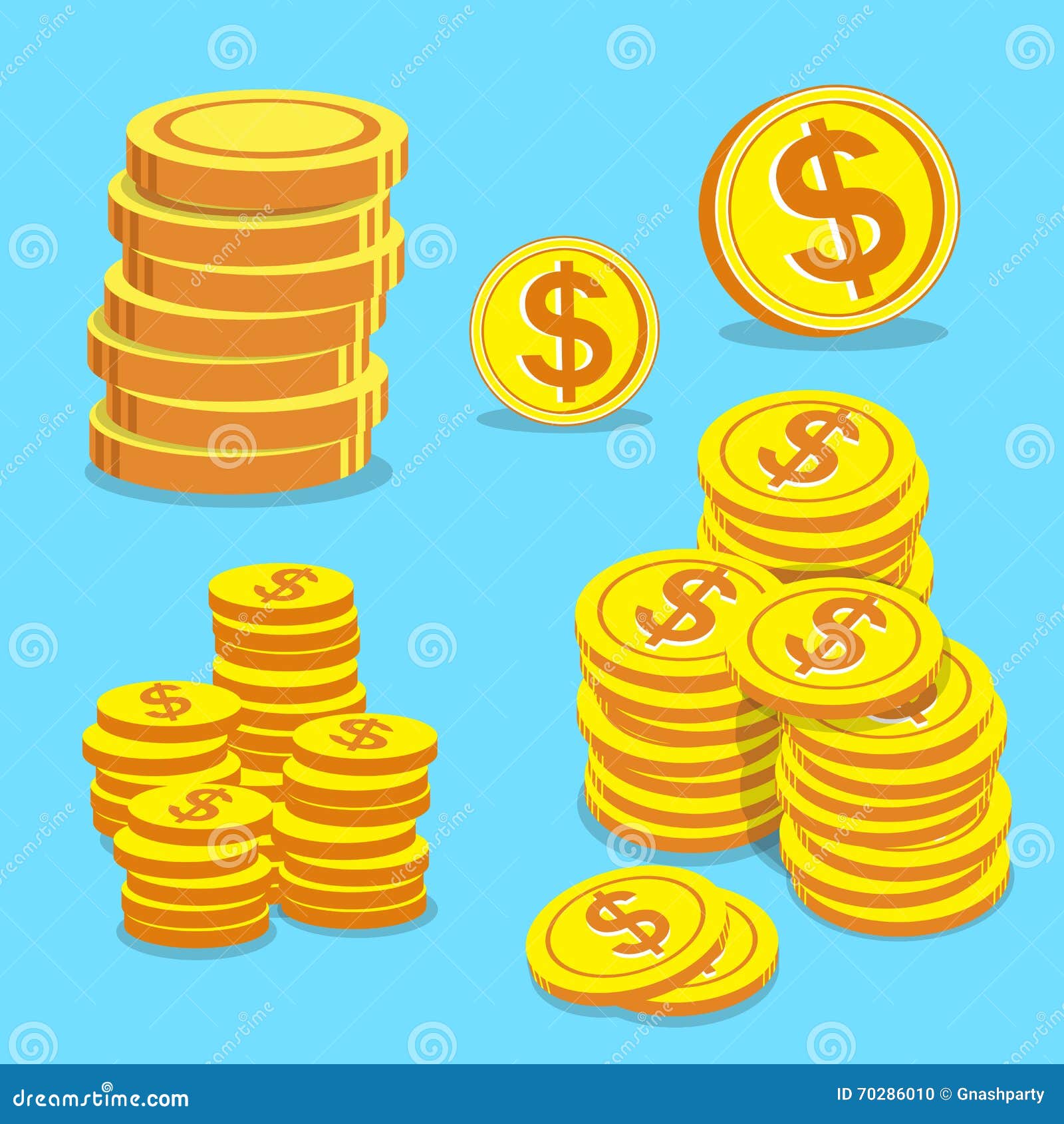 Set of money coins vector stock vector. Illustration of icon - 70286010