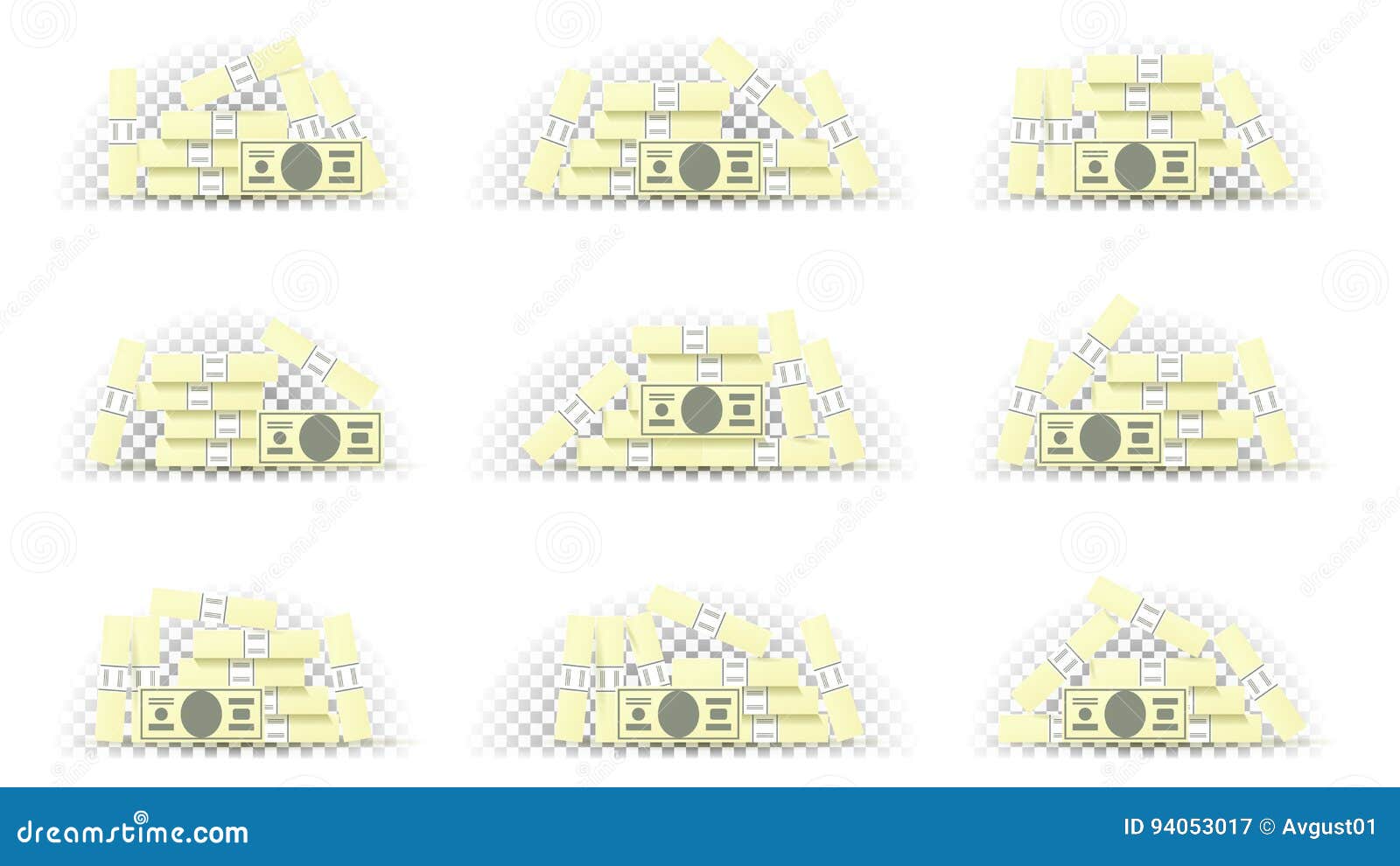 Set of Money in Different Position Stock Vector - Illustration of ...