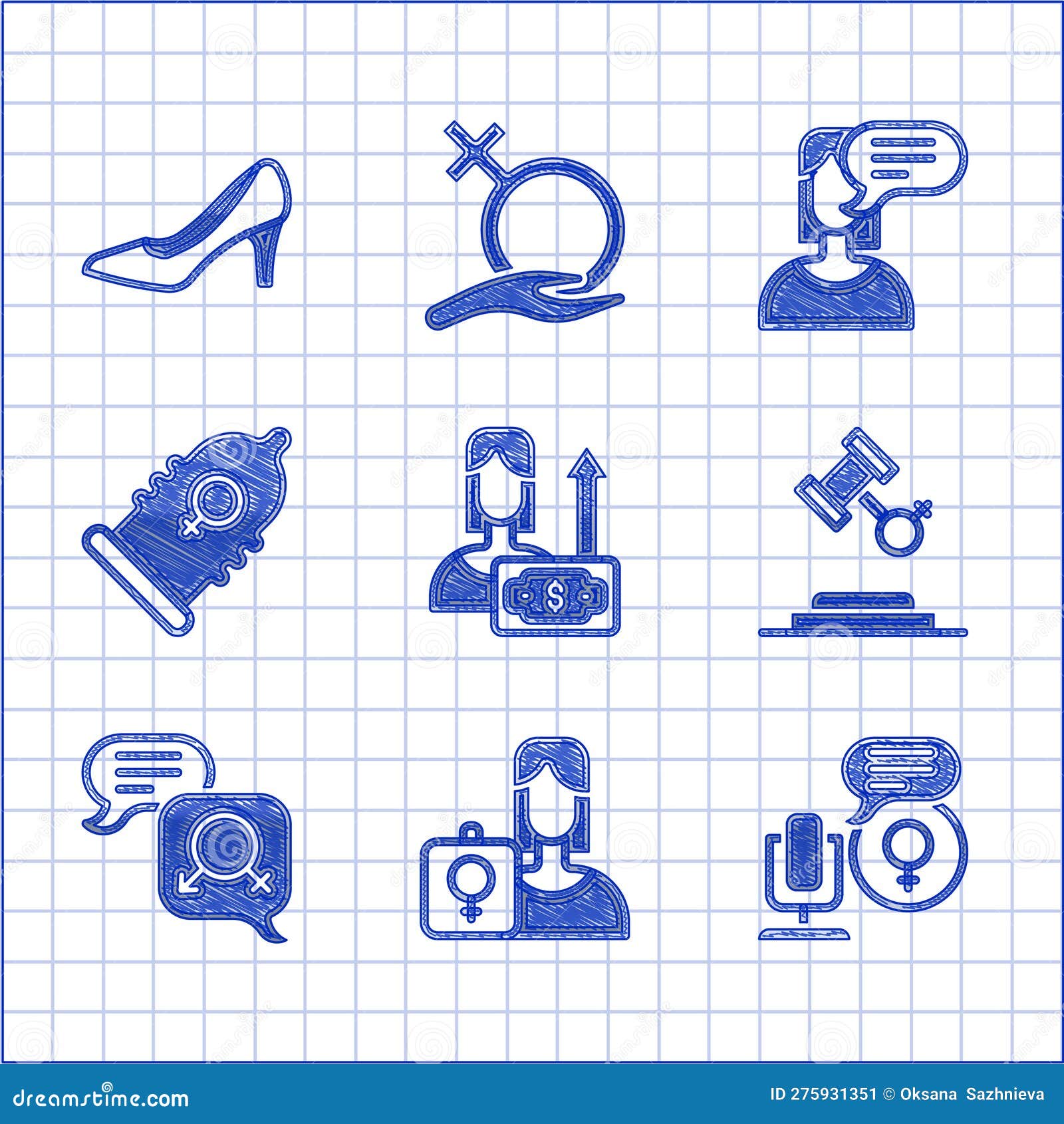 Set Money Growth Woman Feminist Activist Microphone Female Rights