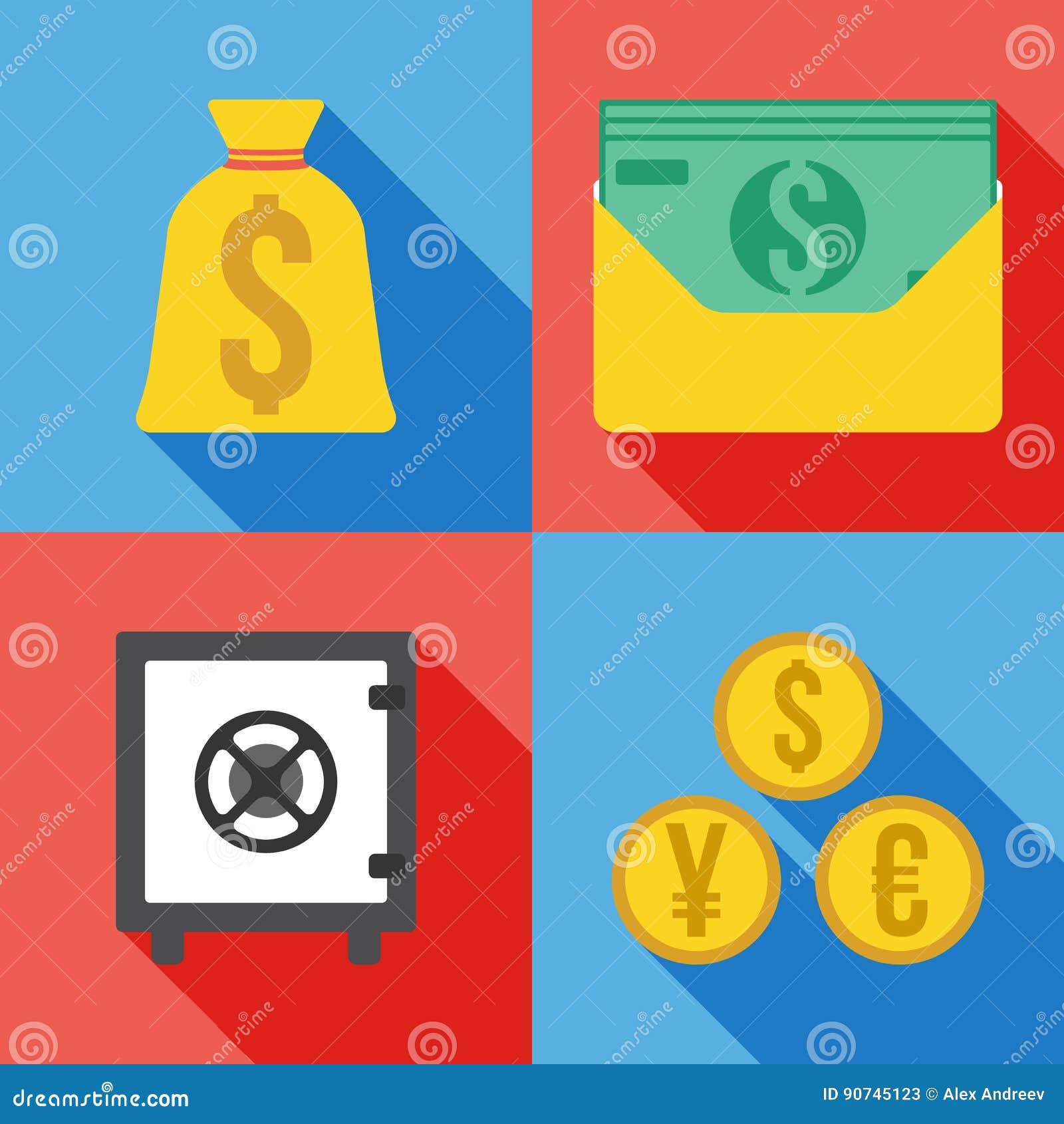 Set of 4 Money Icon. Flat Vector Illustration. Stock Vector ...