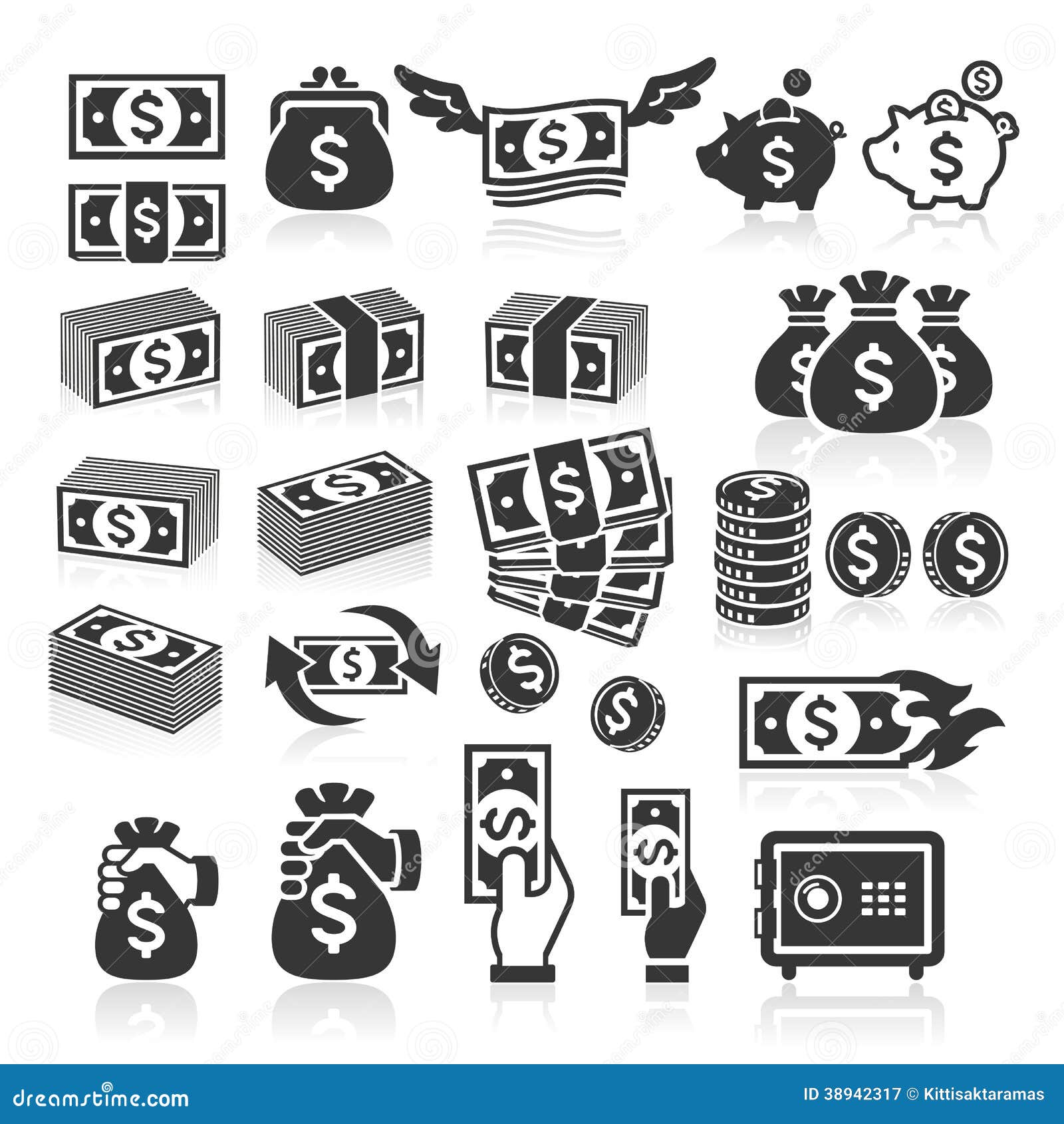 Set of money icons. stock vector. Illustration of banking - 38942317