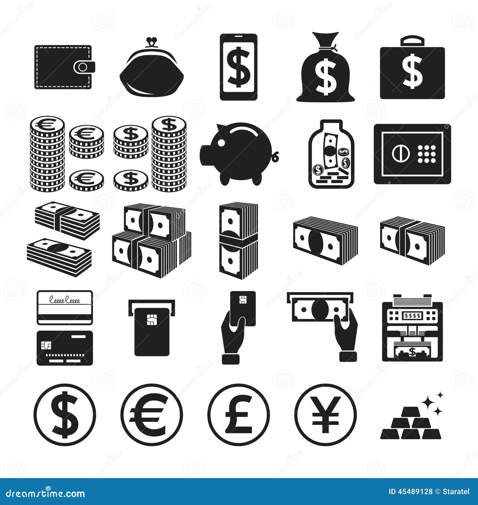 Set of money icons stock vector. Illustration of financial - 45489128