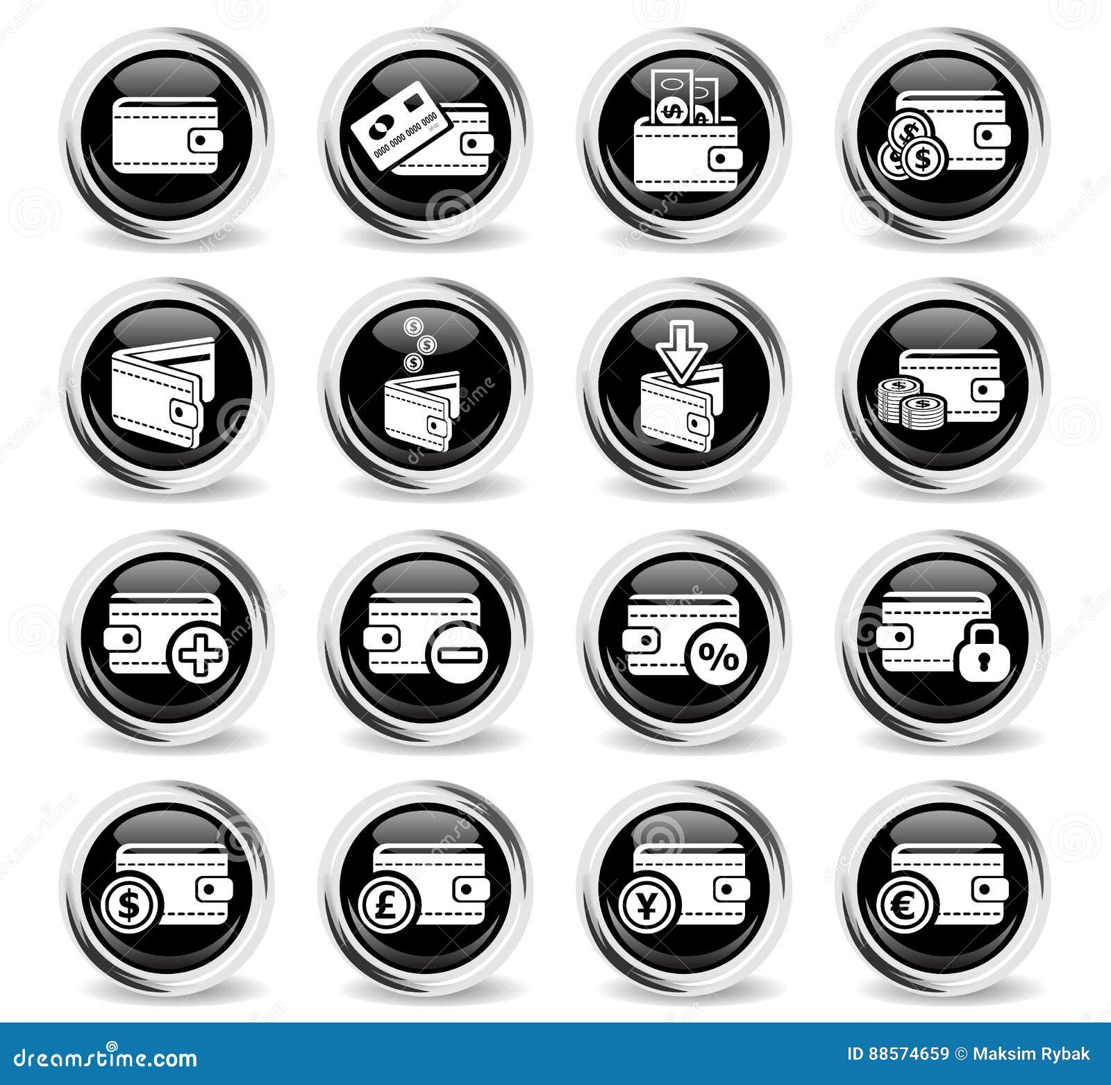 Set of money icons stock illustration. Illustration of commerce - 88574659