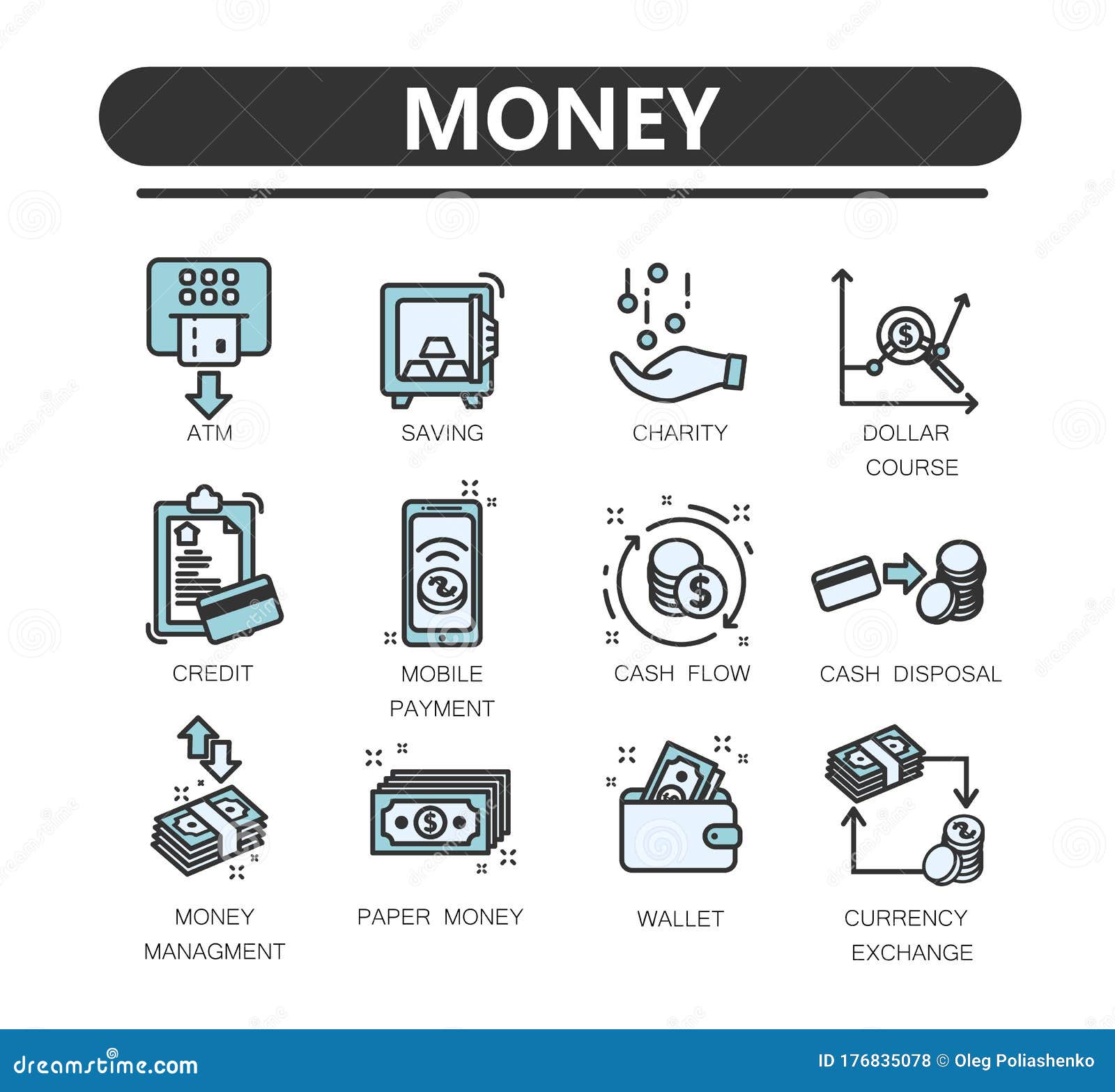 Set of Money Related stock vector. Illustration of auction - 176835078