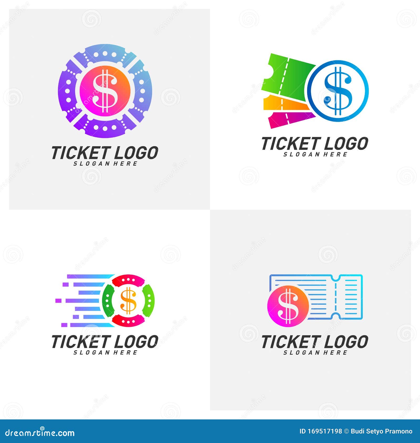 Set of Money Ticket Logo Template Design Vector, Emblem, Creative ...