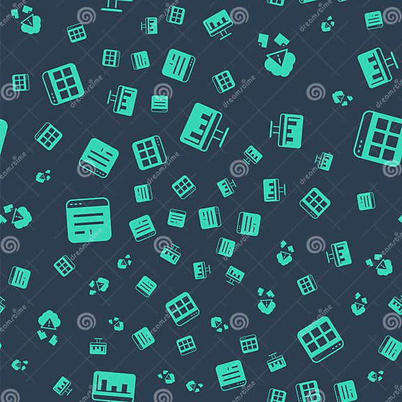 Set Monitor with Graph Chart, Cloud Hacking, Browser Window and Files on Seamless Pattern ...