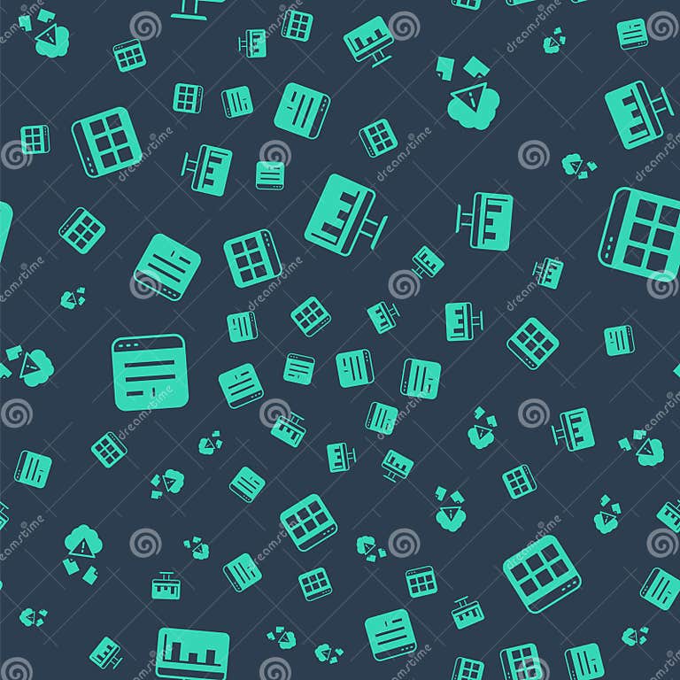 Set Monitor with Graph Chart, Cloud Hacking, Browser Window and Files on Seamless Pattern ...