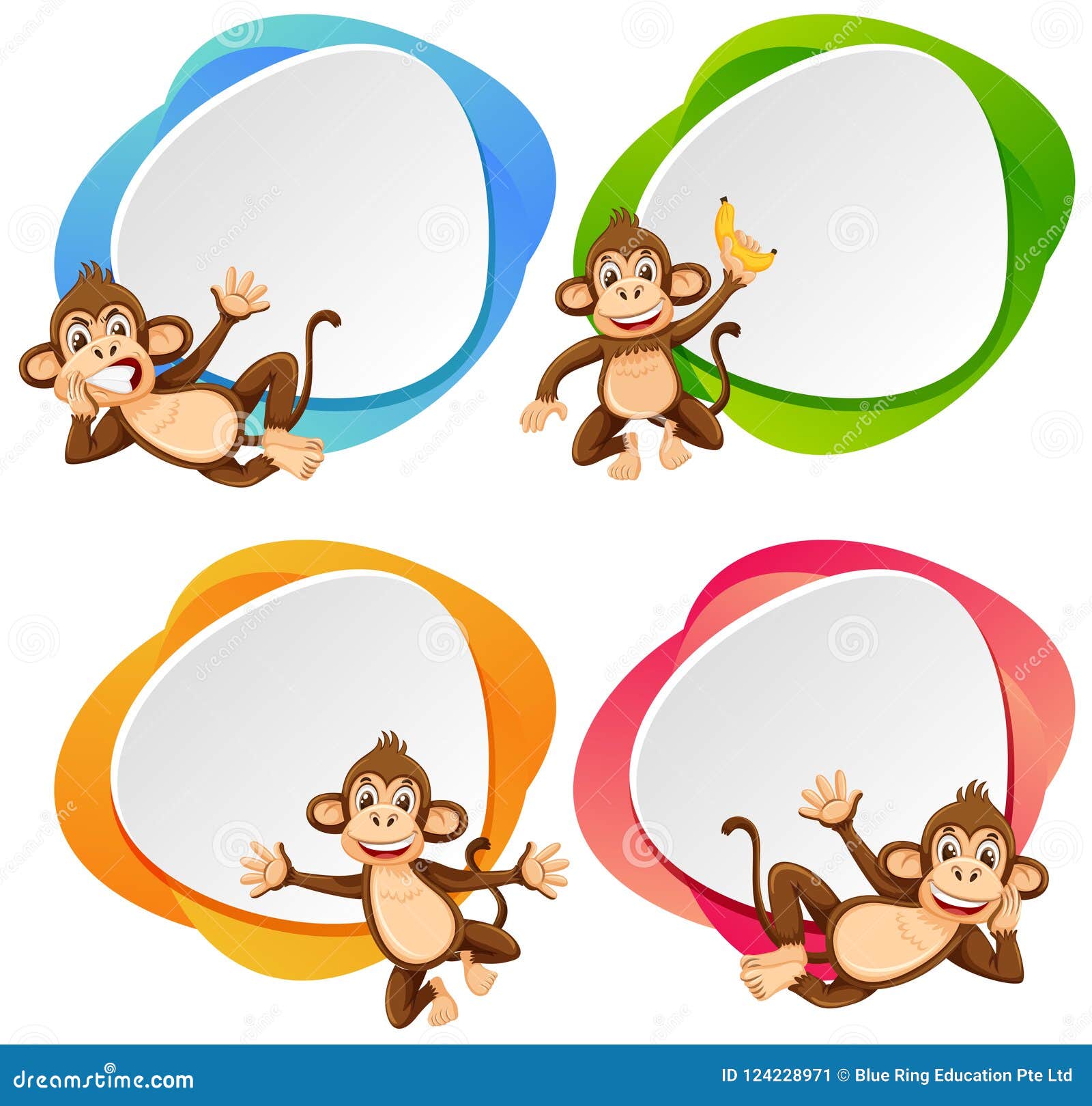 A set of monkey banner stock vector. Illustration of vector - 124228971
