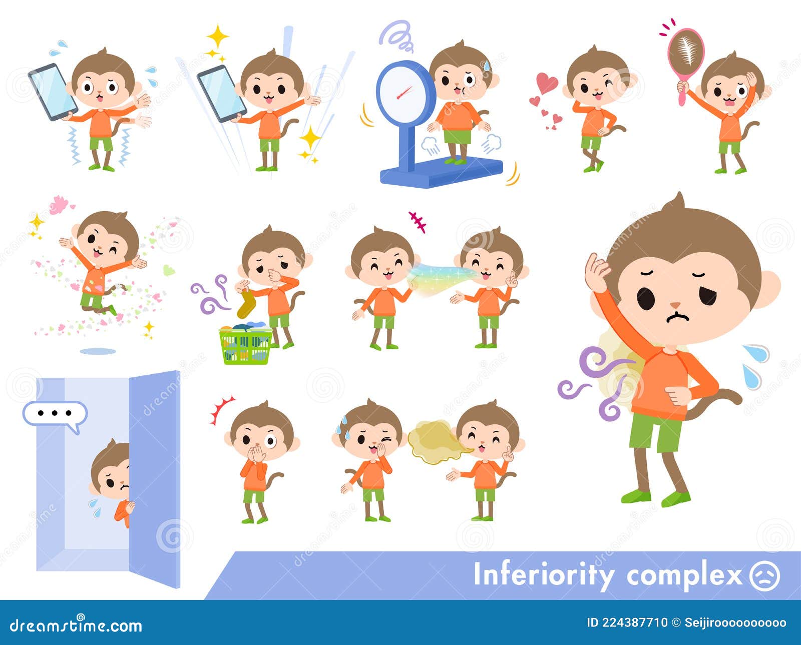 A Set Of Pig Boy On Inferiority Complex Cartoon Vector | CartoonDealer ...