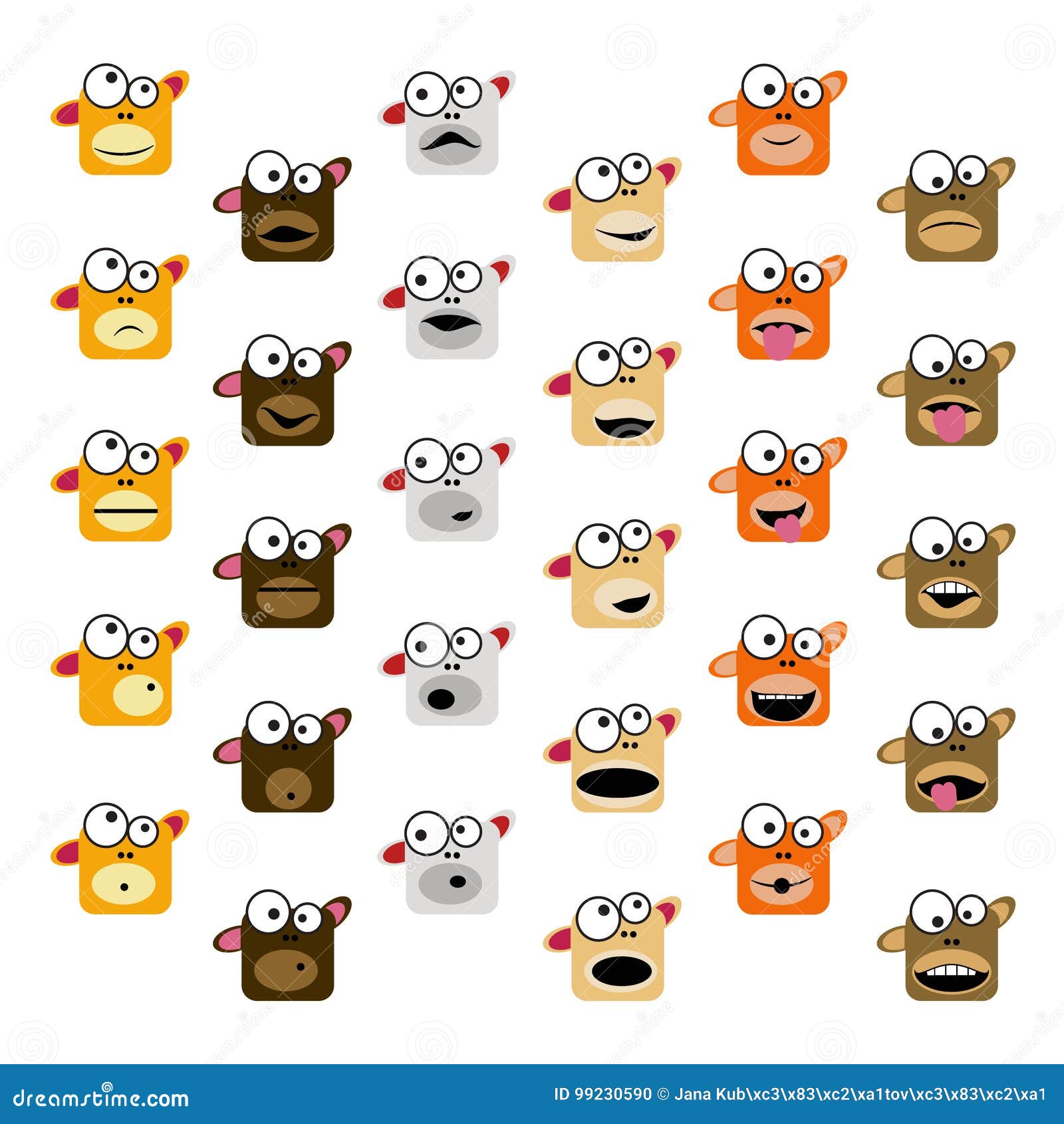 Set of monkey emoticons stock vector. Illustration of humorous - 99230590