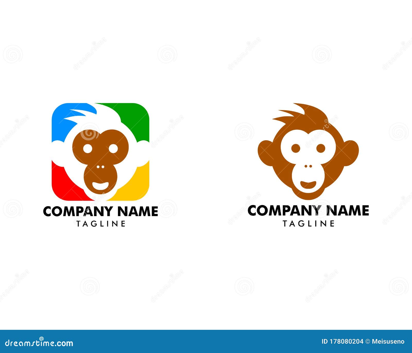 Set of Monkey Logo Design Vector Illustration Template Stock Vector ...