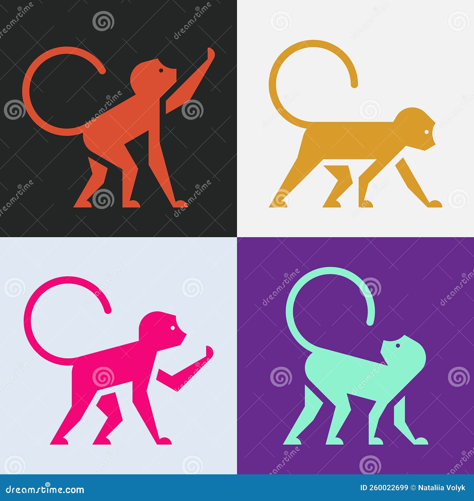 Set of Monkey, Monkey Logo stock vector. Illustration of character ...