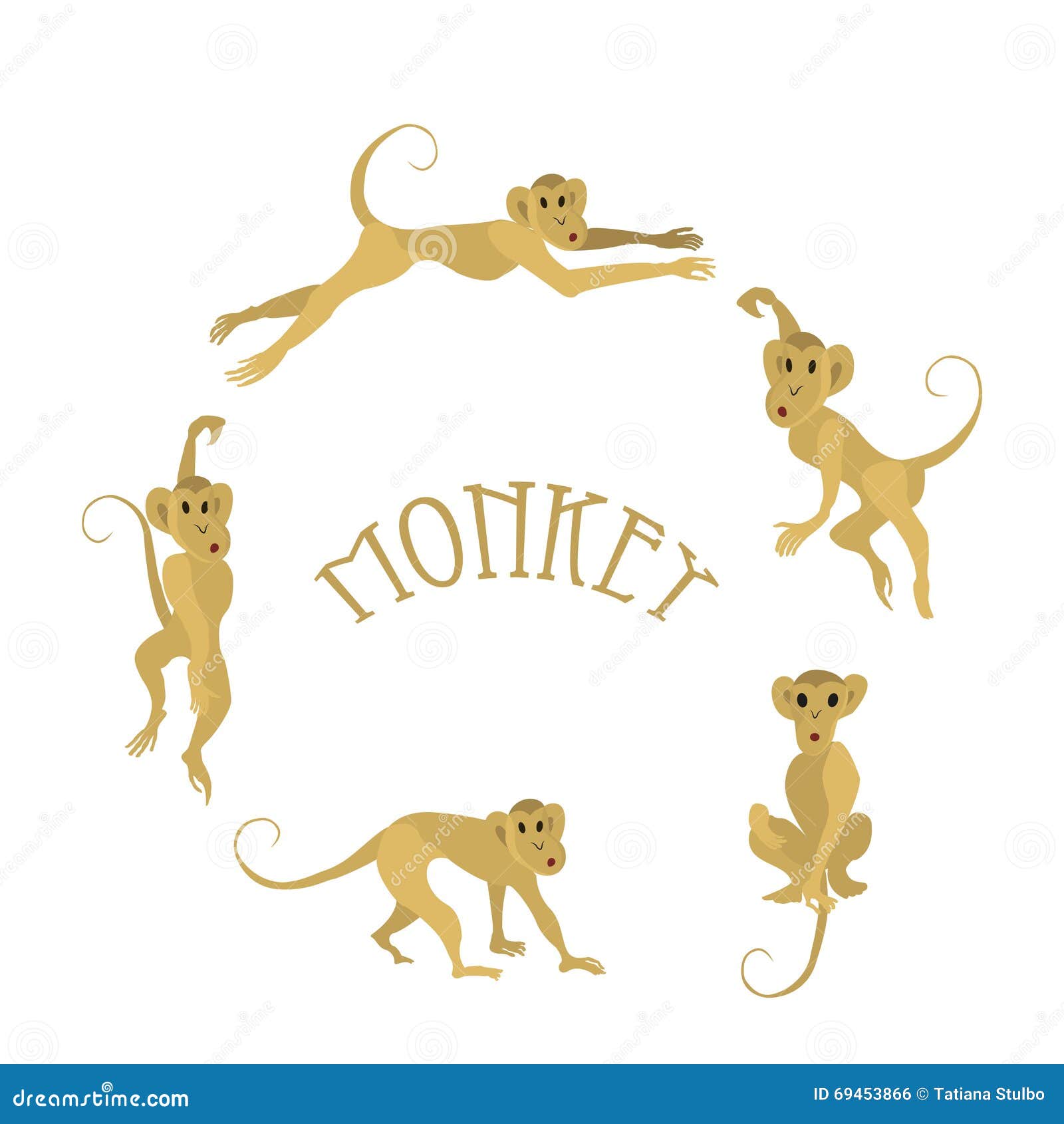 Set of monkeys stock vector. Illustration of festive - 69453866