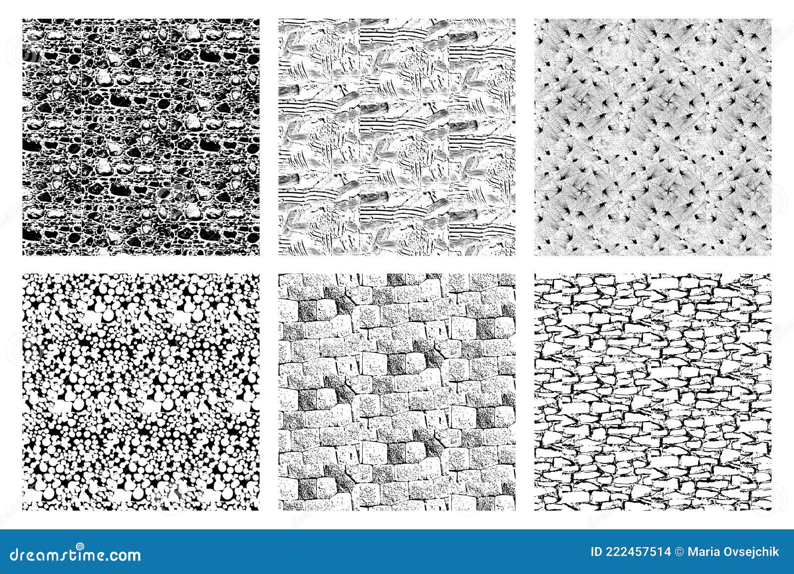 Set of Monochrome Black and White Pattern Texture Background. Striking ...