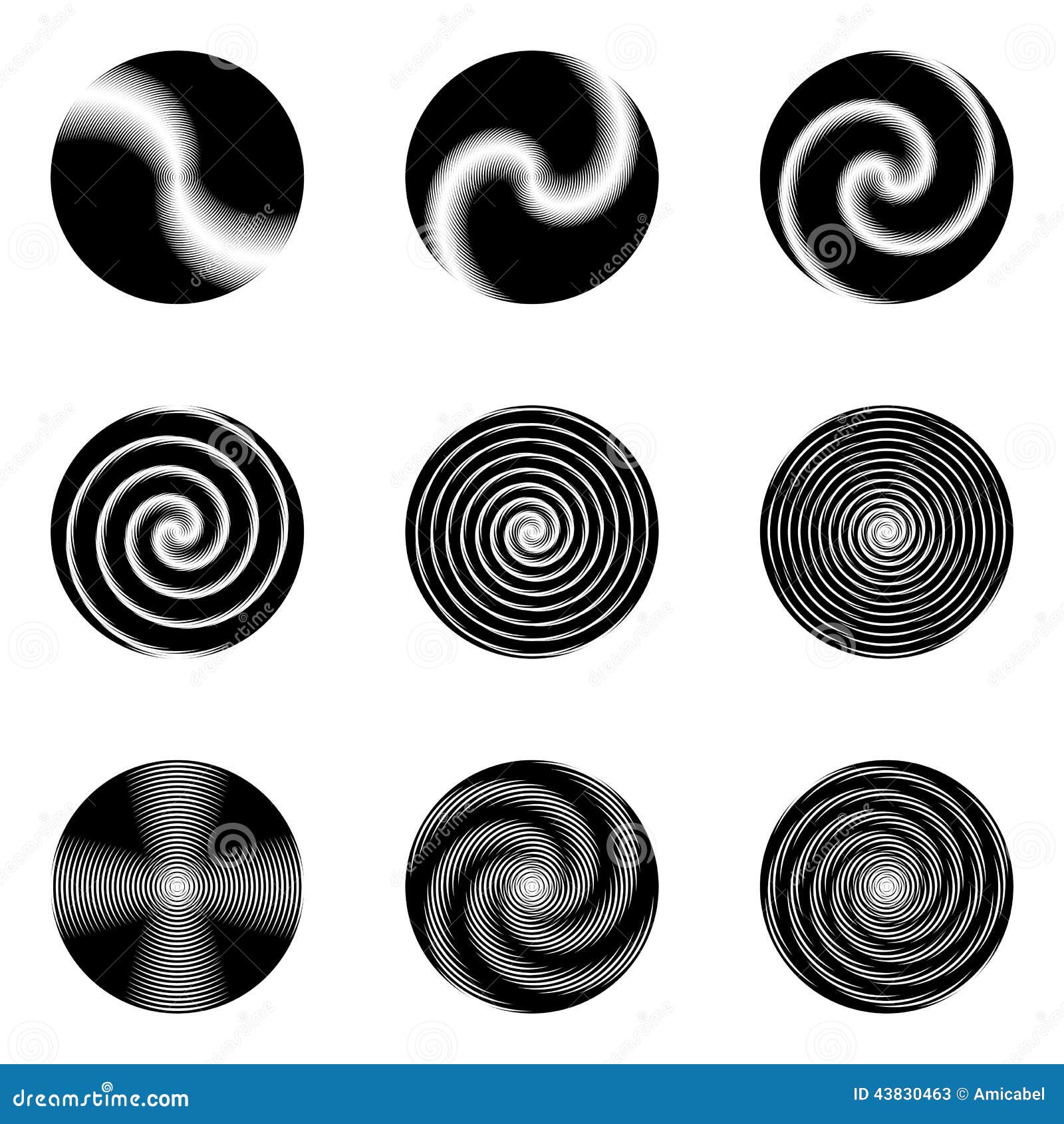 Set of Monochrome Circle Geometric Icons Stock Vector - Illustration of ...