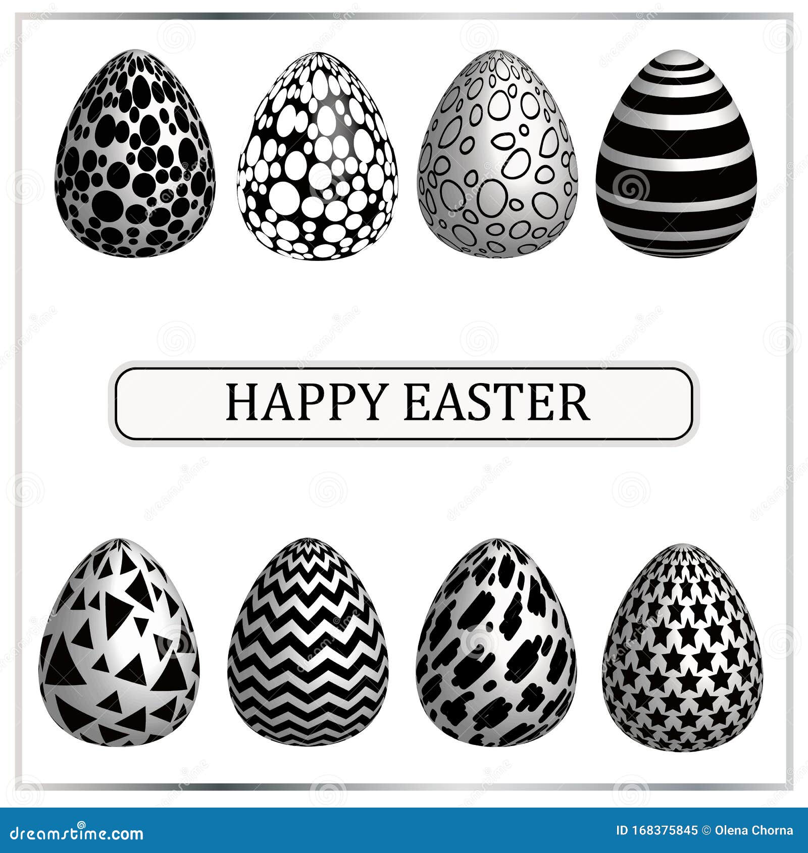 Set of Monochrome Easter Eggs Stock Illustration - Illustration of ...