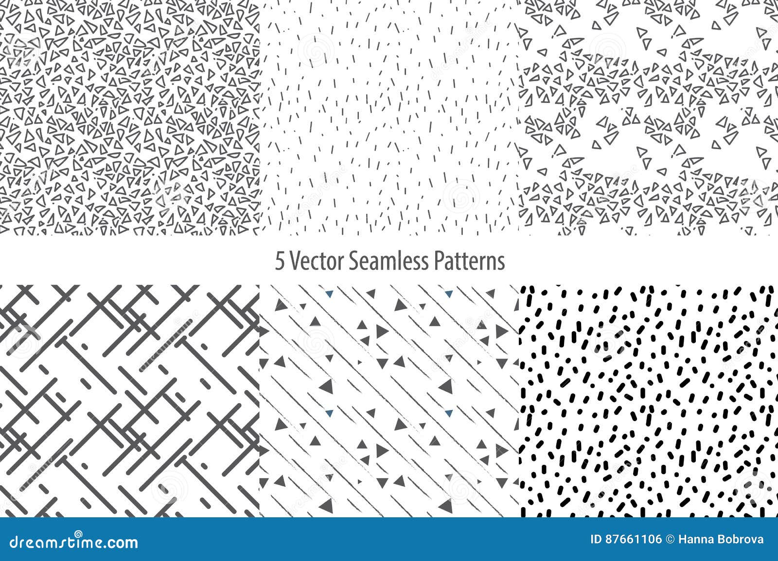 Set of Monochrome Geometric Patterns. Seamless Textures Stock Vector ...