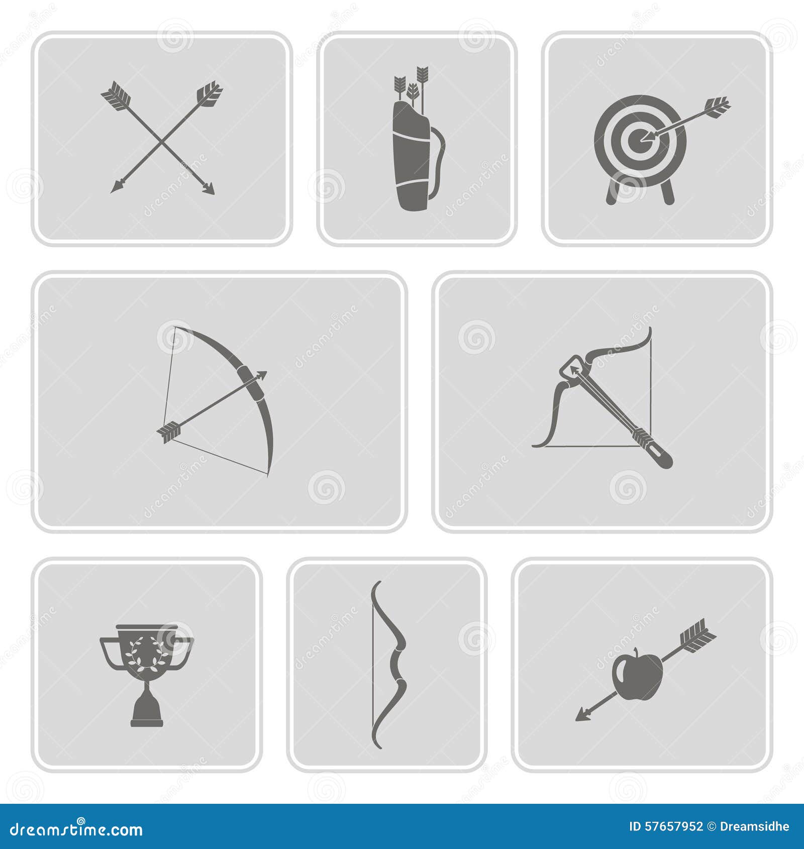 Set of Monochrome Icons with Archery Stock Vector - Illustration of ...