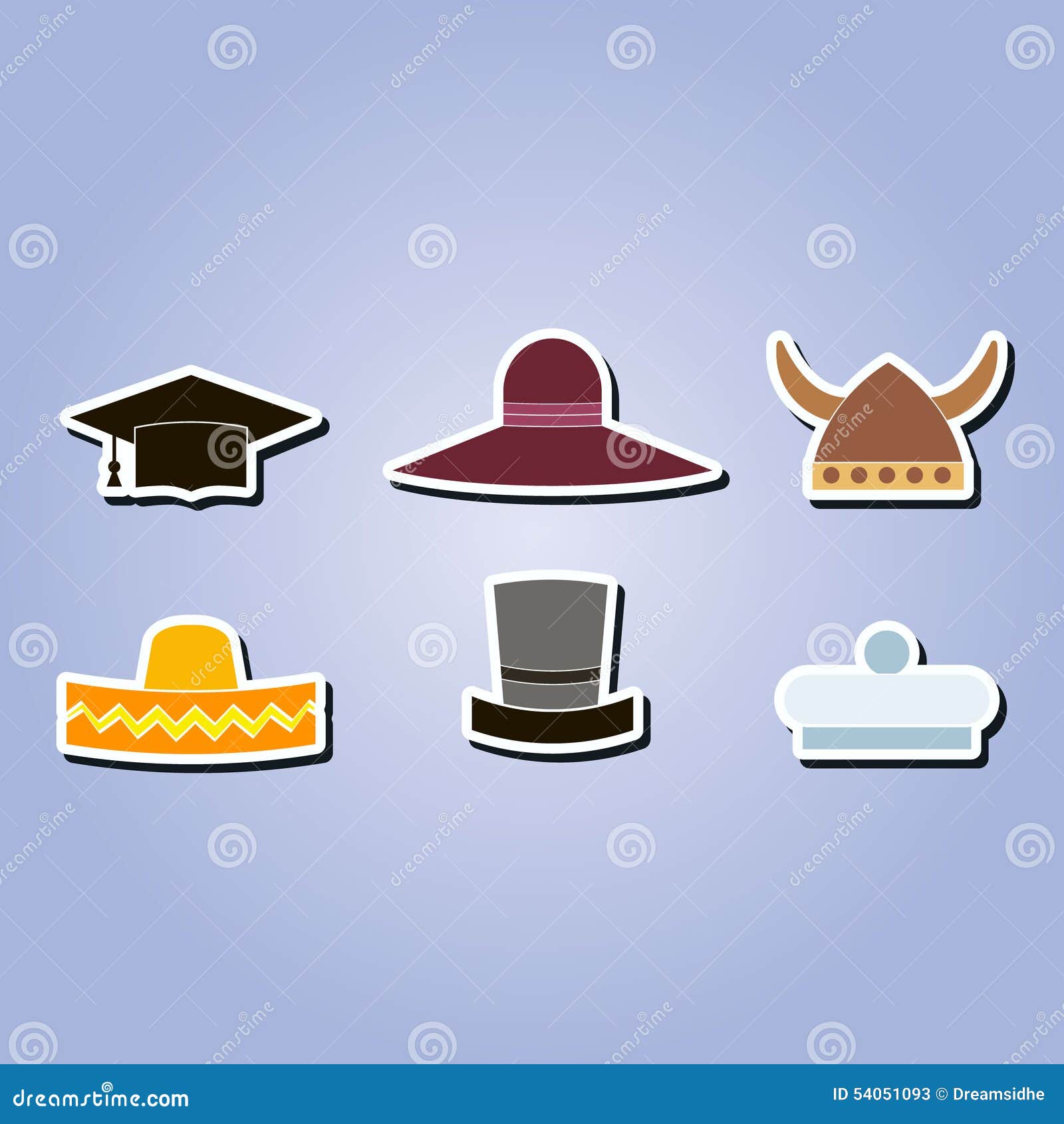 Set Of Different Hats, Line Art Icons. Vector Illustration ...