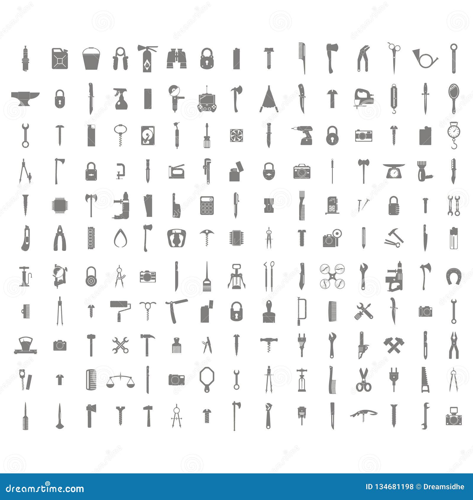 Set of Monochrome Icons with Different Tools Stock Vector ...