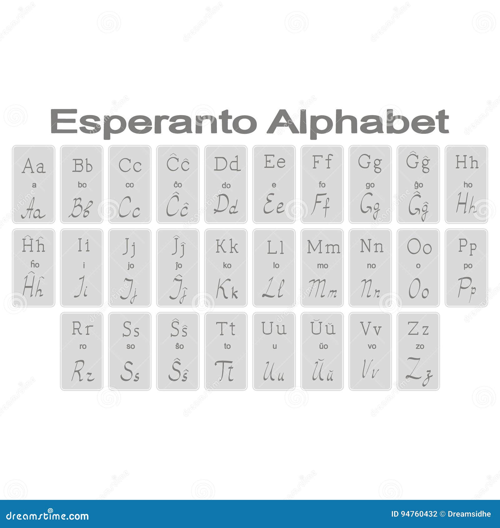Set of Monochrome Icons with Esperanto Alphabet Stock Vector ...