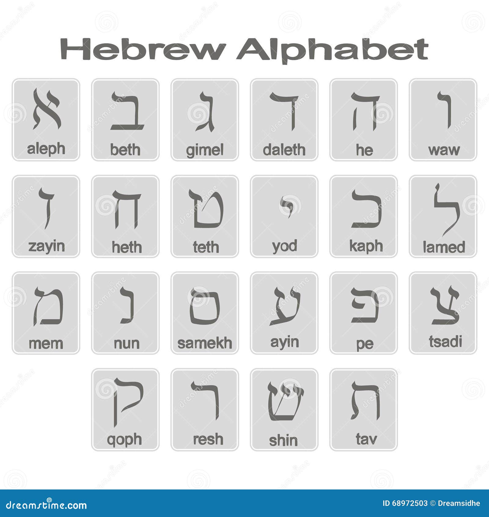 Set of Monochrome Icons with Hebrew Alphabet Stock Vector ...