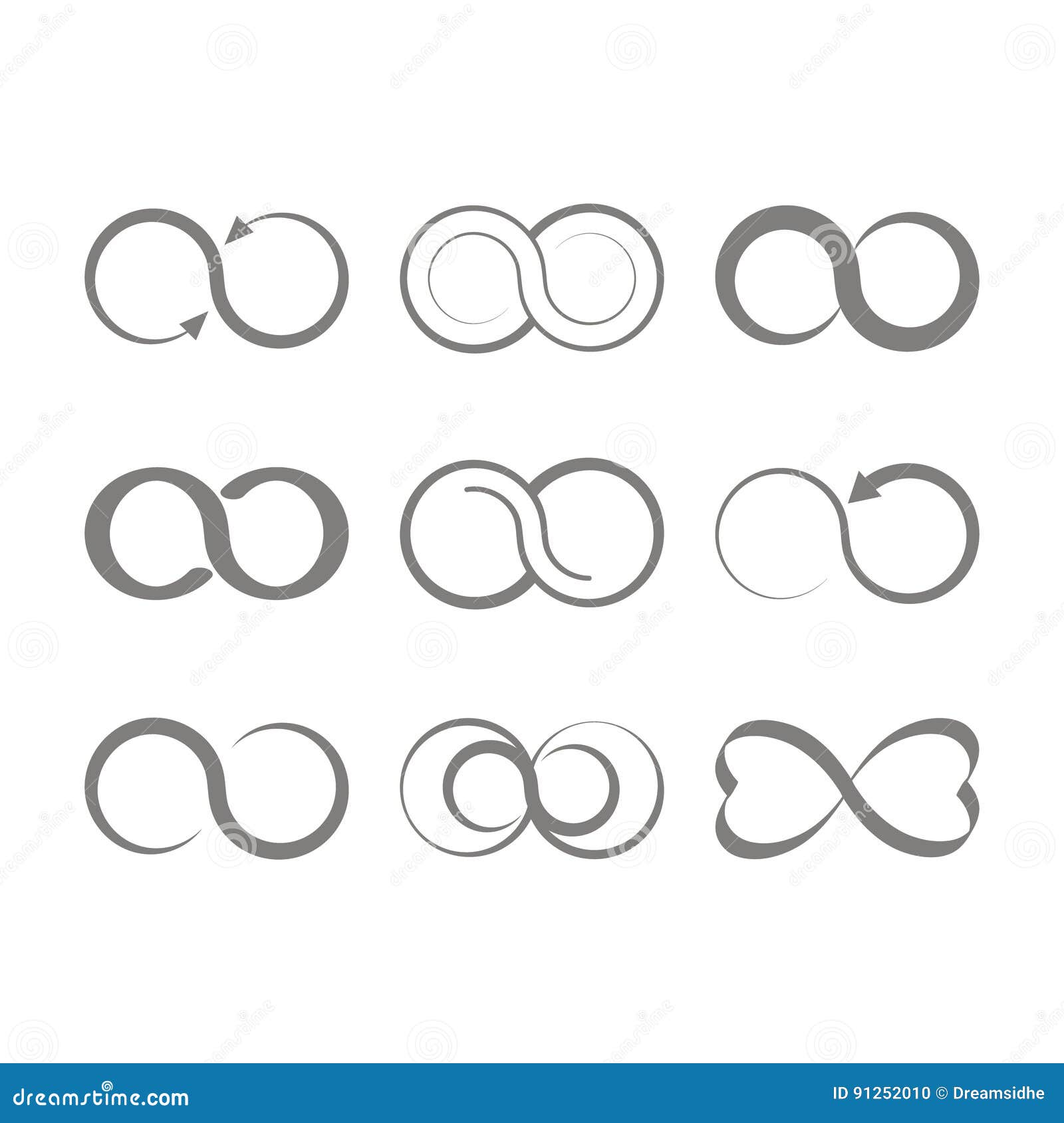 Set of Monochrome Icons with Infinity Symbols Stock Vector ...