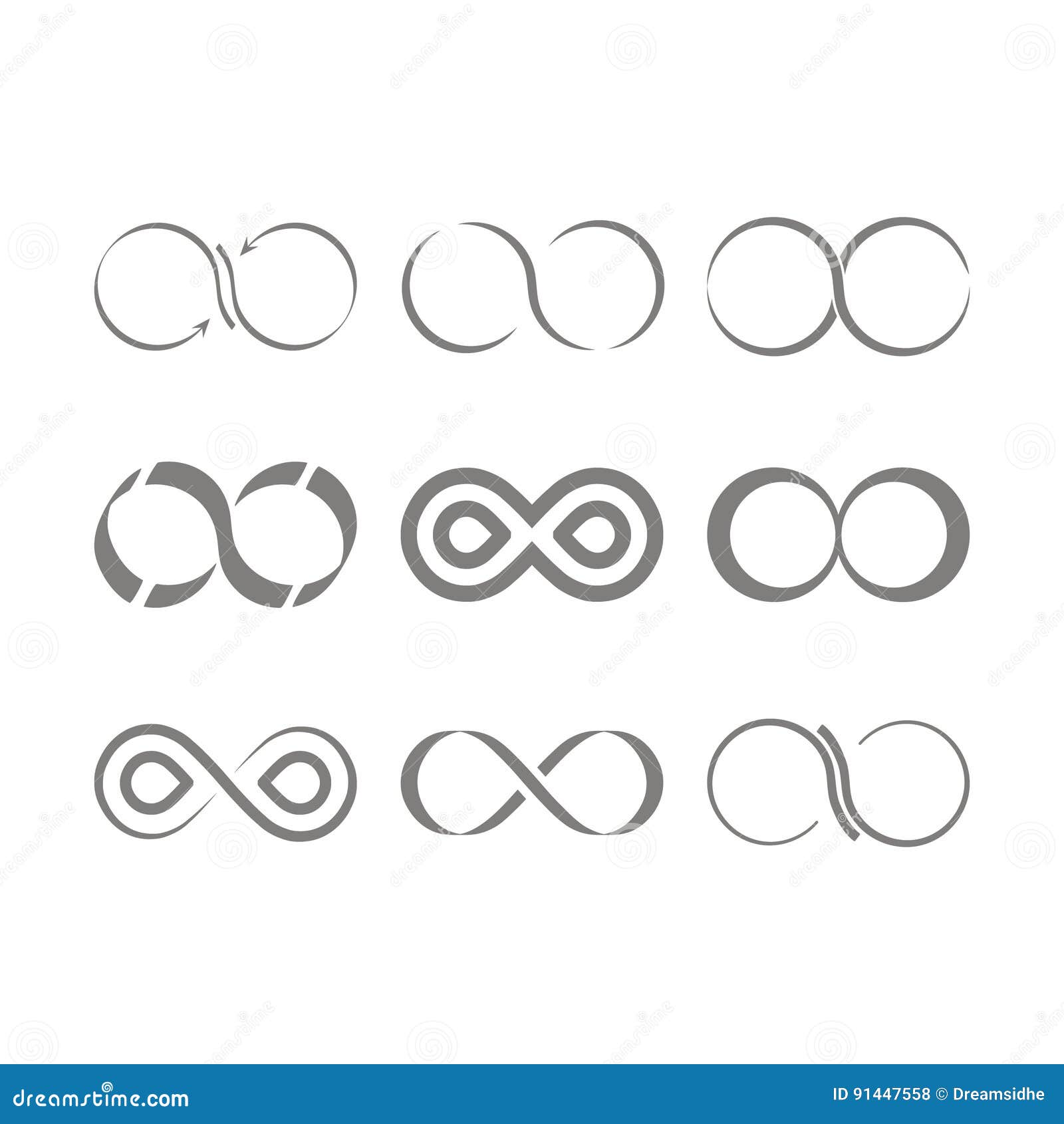 Set of Monochrome Icons with Infinity Symbols Stock Vector ...