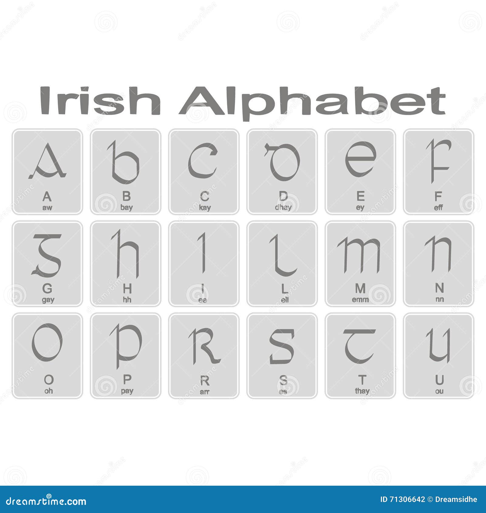 Set Of Monochrome Icons With Irish Alphabet Stock Vector - Image: 71306642