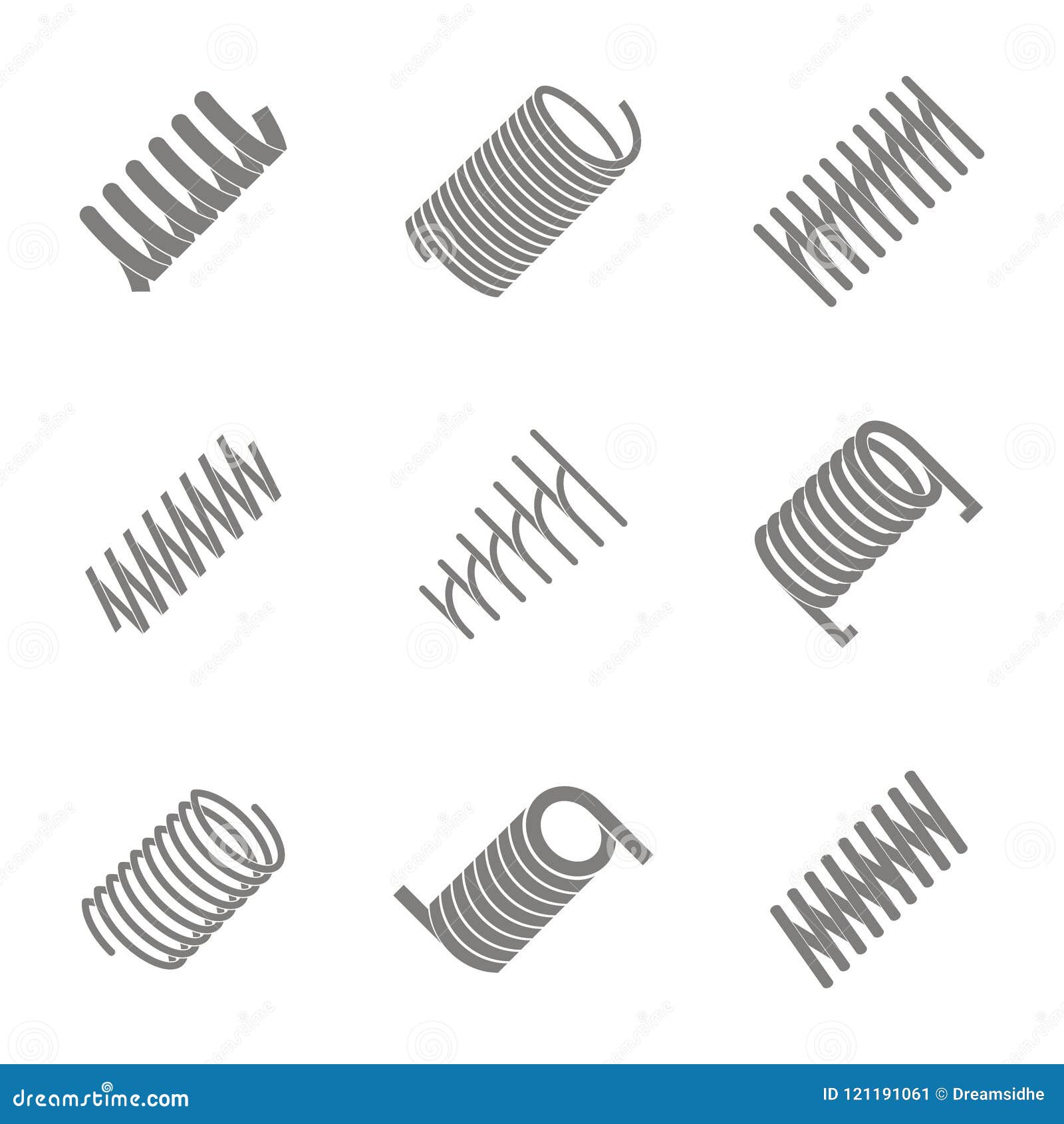 Set of Monochrome Icons with Springs Stock Vector - Illustration of ...