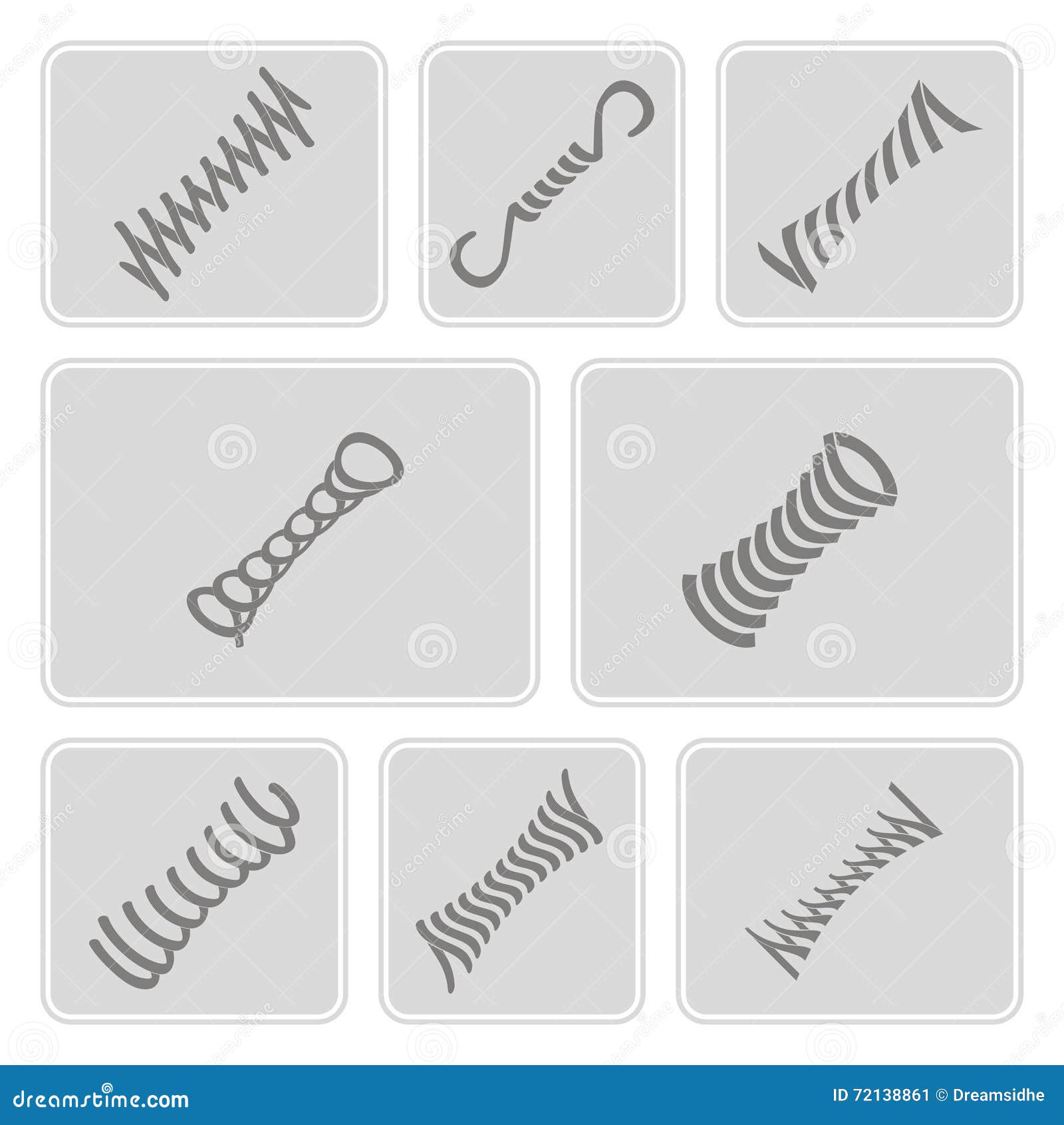 Set of Monochrome Icons with Springs Stock Vector - Illustration of ...
