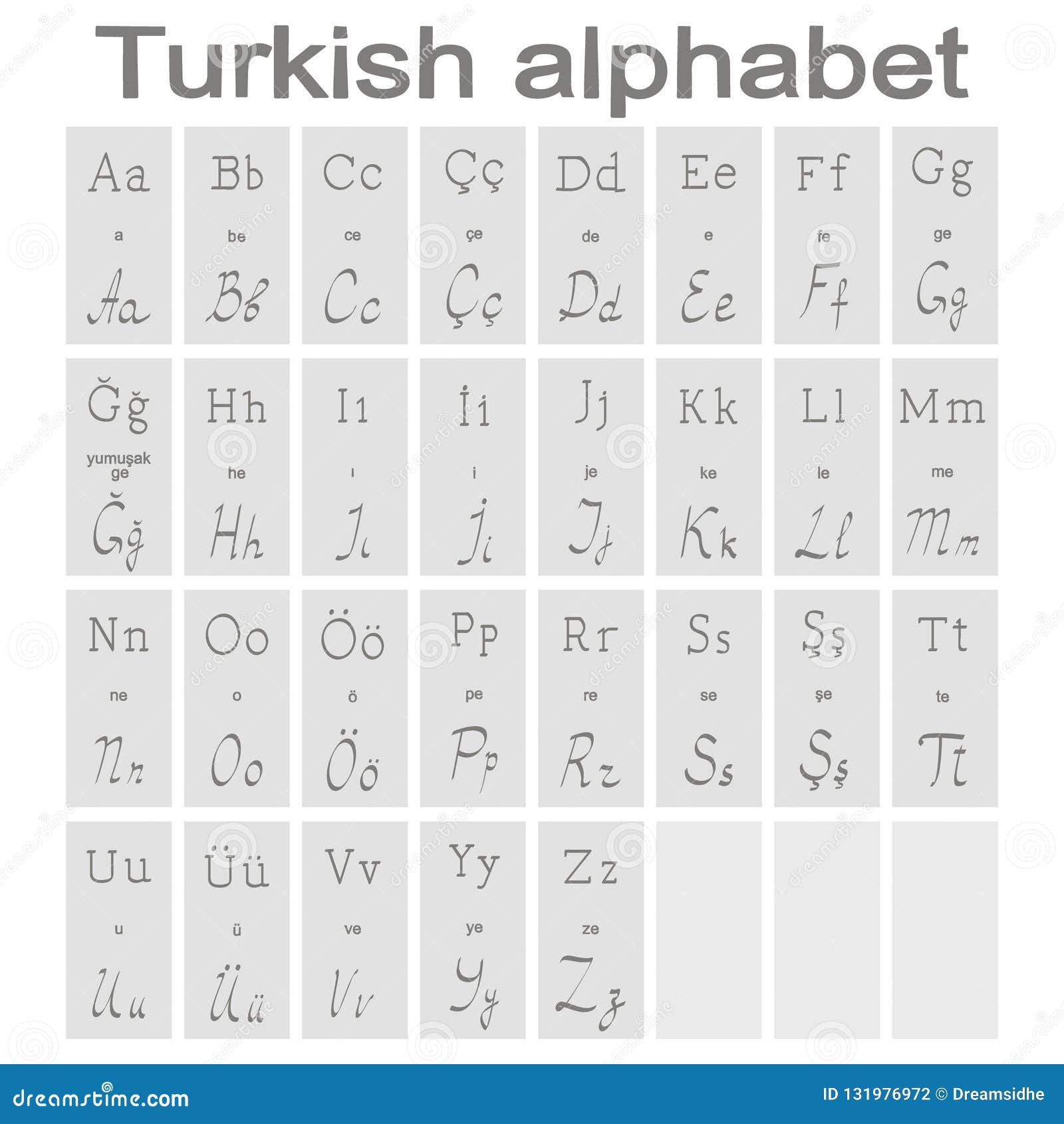Set of Monochrome Icons with Turkish Alphabet Stock Vector ...