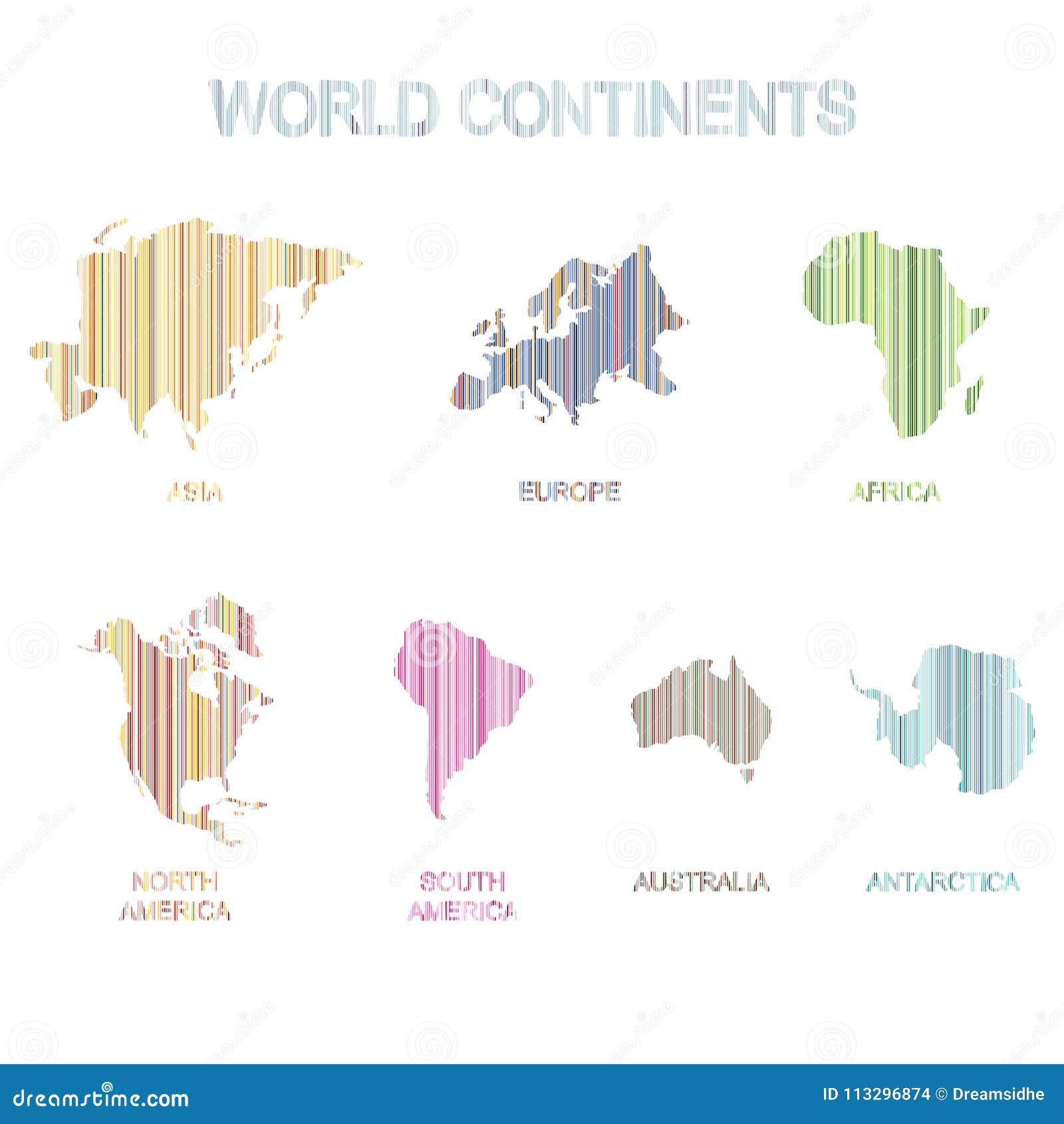 Set of Monochrome Icons with World Continents Stock Vector ...