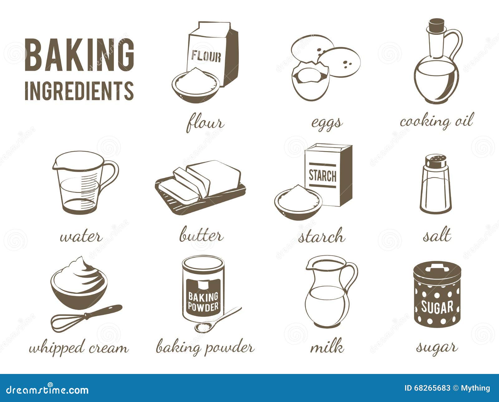 Set of Monochrome, Lineart Food Icons: Baking Ingredients. Stock Vector ... Set of Monochrome, Lineart Food Icons: Baking Ingredients. Stock Vector ...