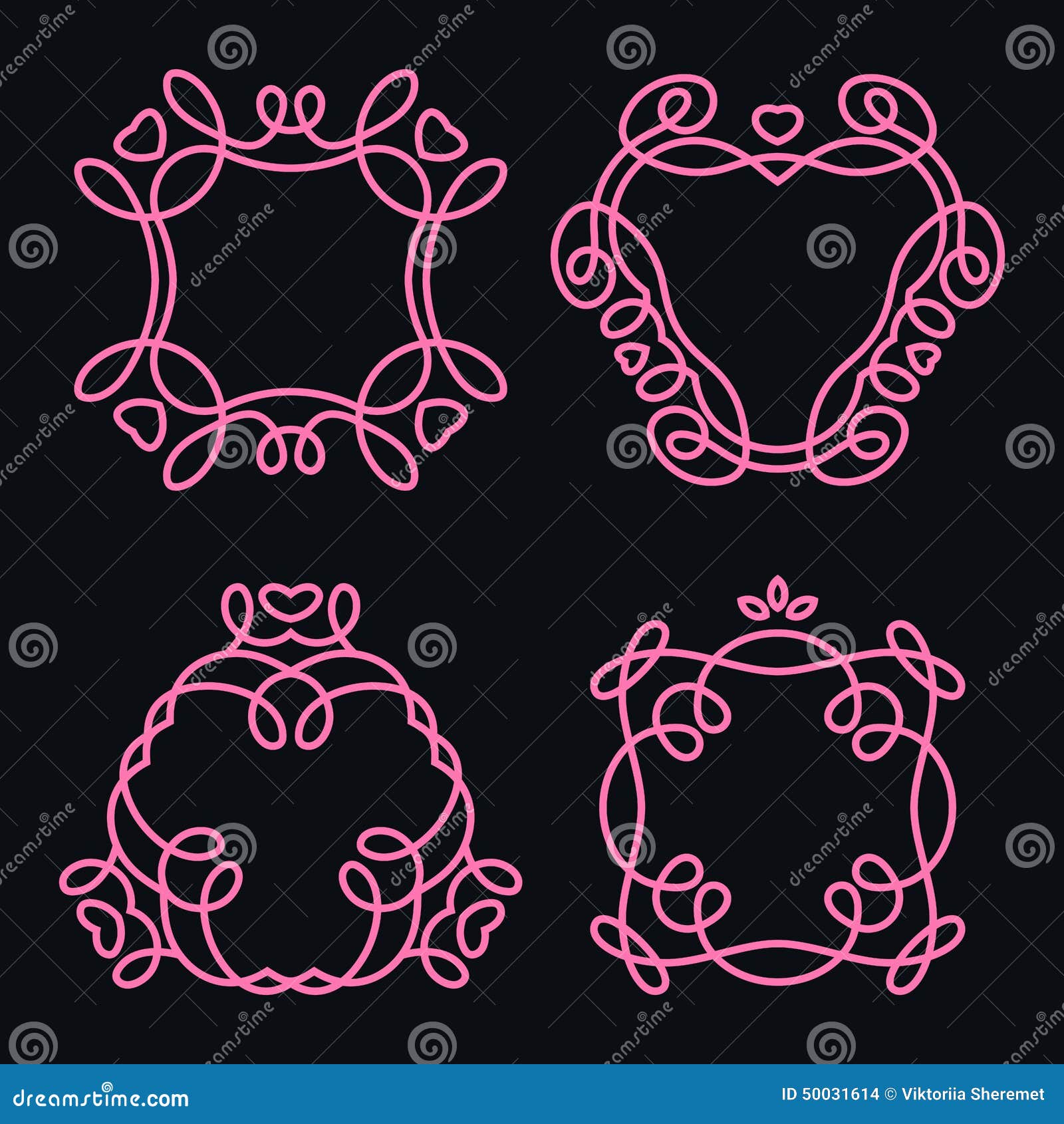 Set of Monochrome Monogram Design Templates, Vector Illustration Stock ...